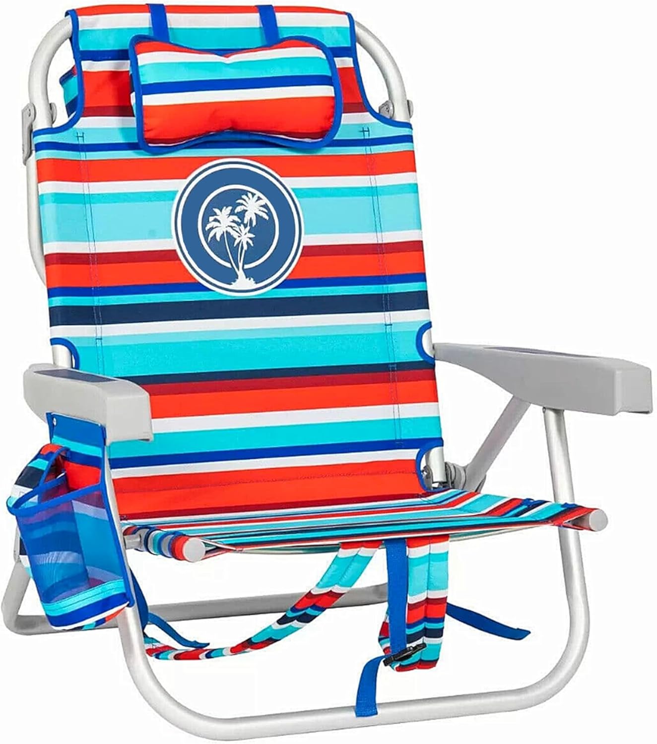 Deluxe Portable Backpack Beach Chair - Lightweight Red Blue Striped ...