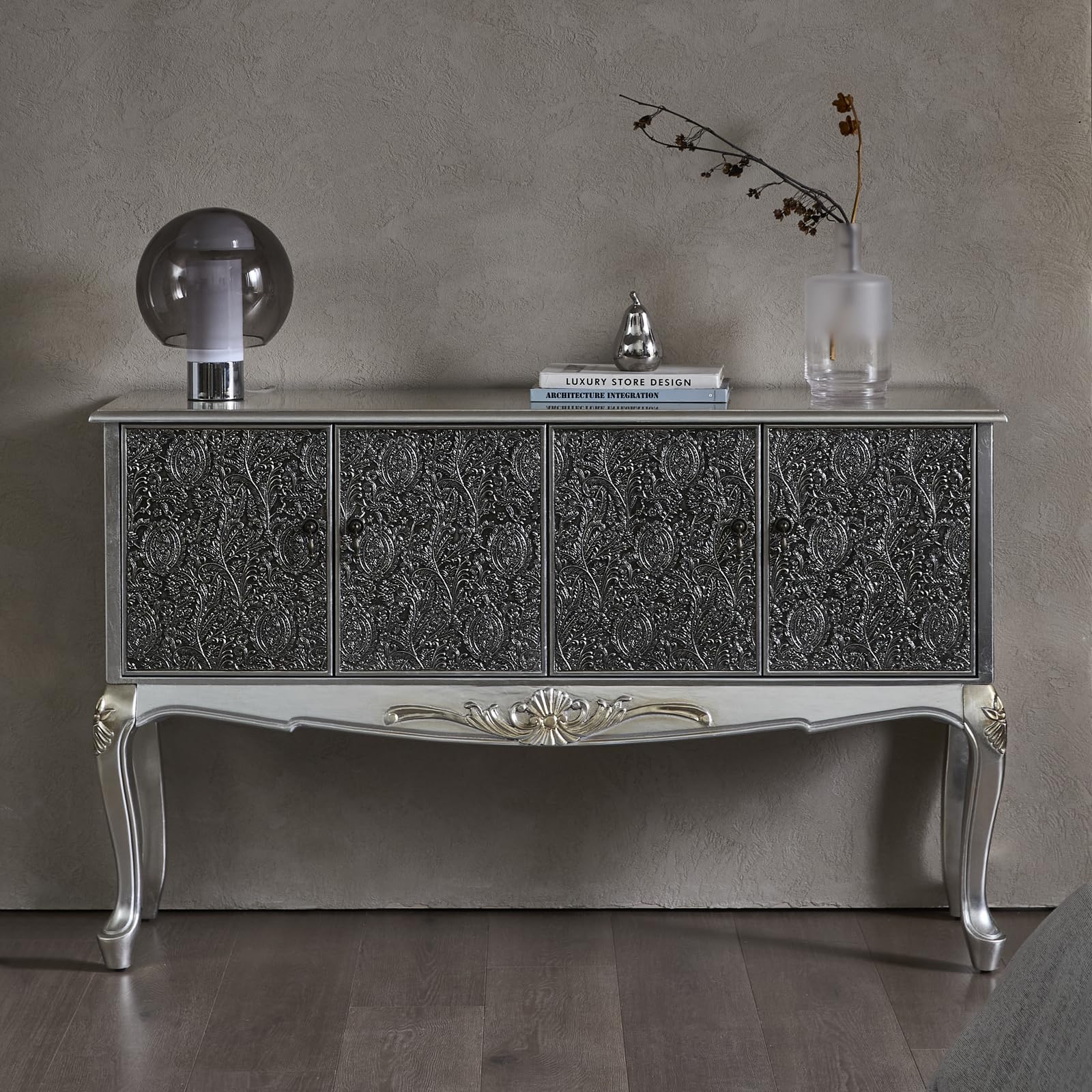 Vintage American Light Luxury Carved TV Stand Storage Cabinet Sideboard ...