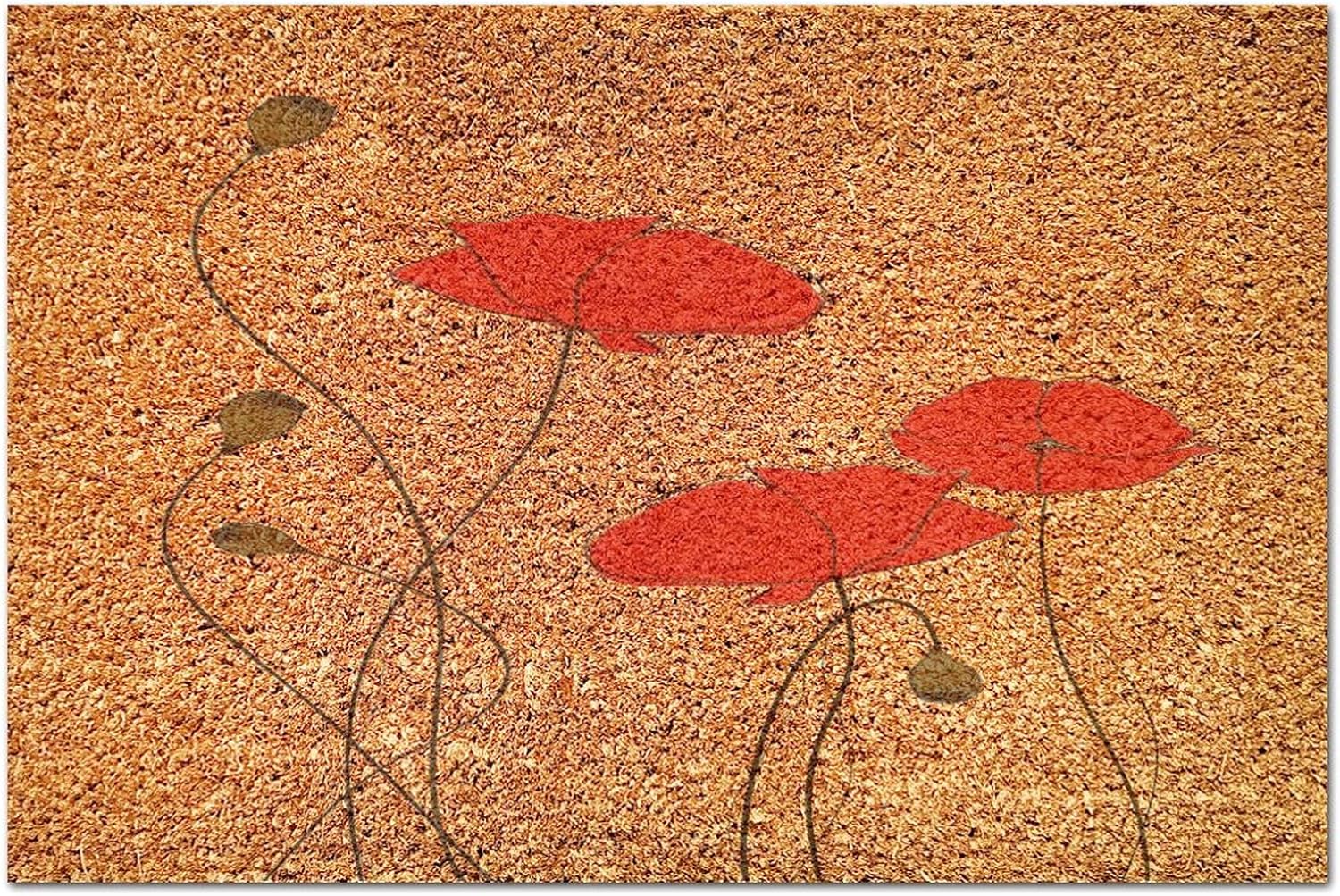 Amazon.com: UTF4C Welcome Mat Bright Poppy Flowers Doormat with Non ...