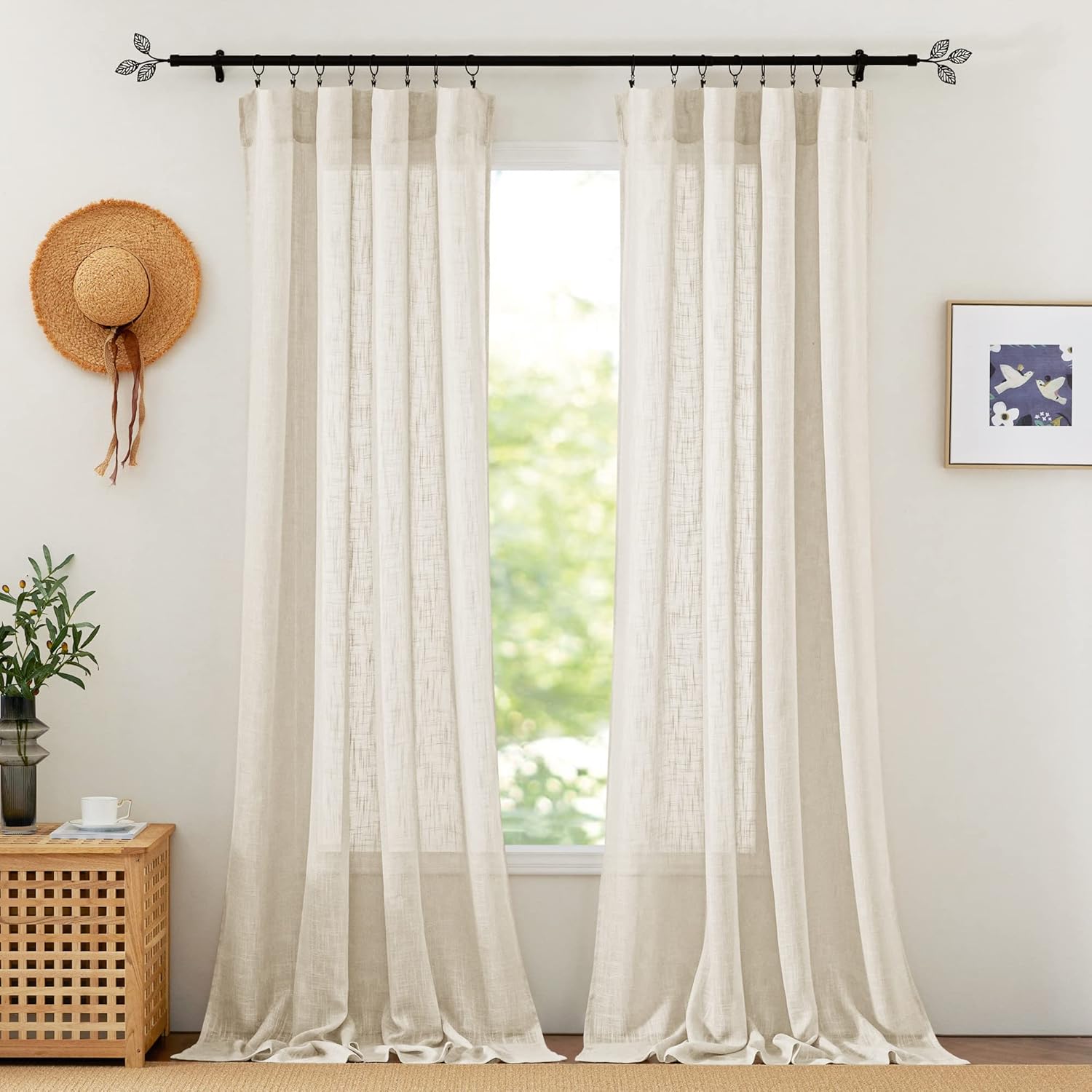 Amazon.com: RYB HOME Sheer Curtains 95 inches Long Privacy Semi Sheer ...