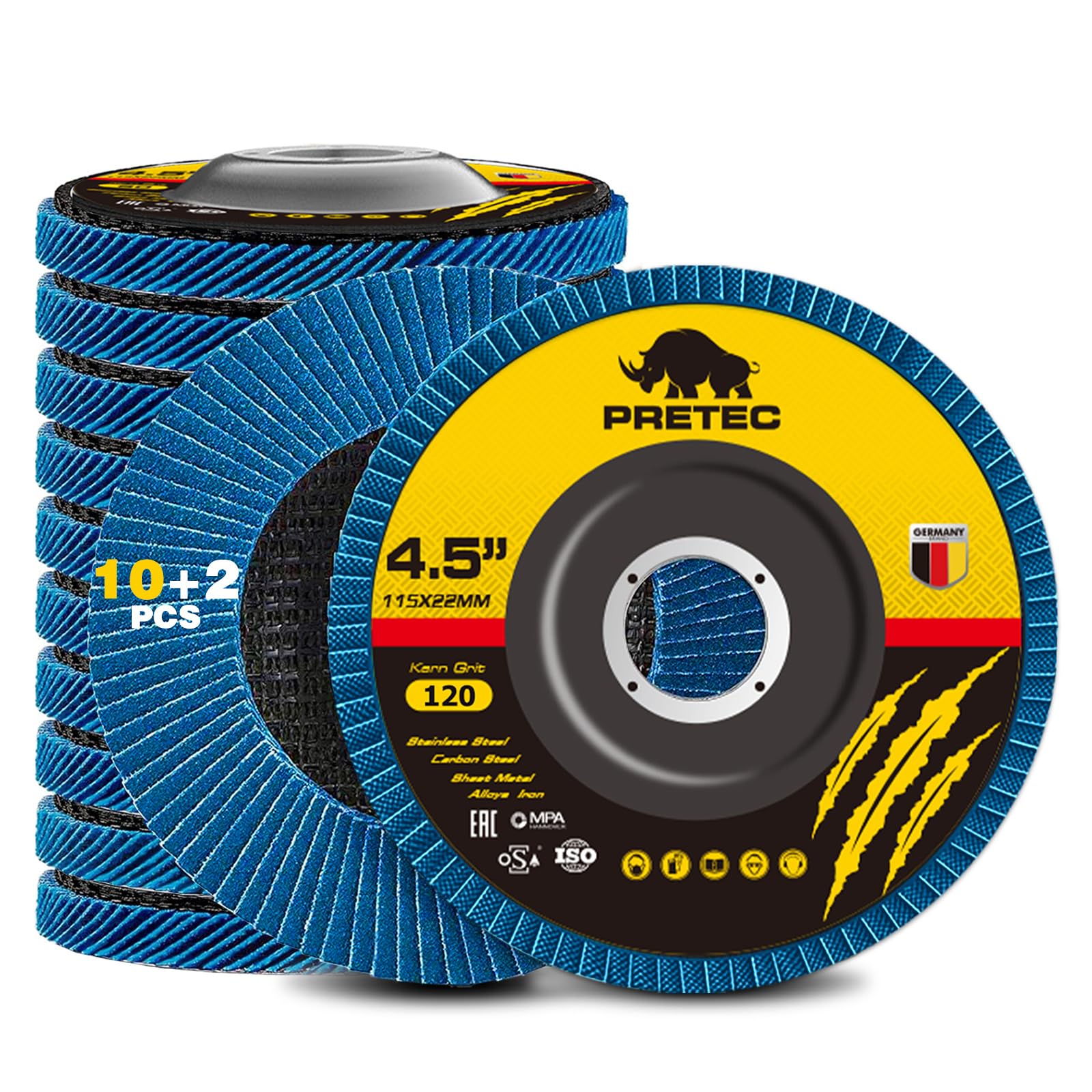 Snapklik.com : PRETEC Flap Discs 4 1/2 For Angle Grinder, 12 Pcs Flap ...