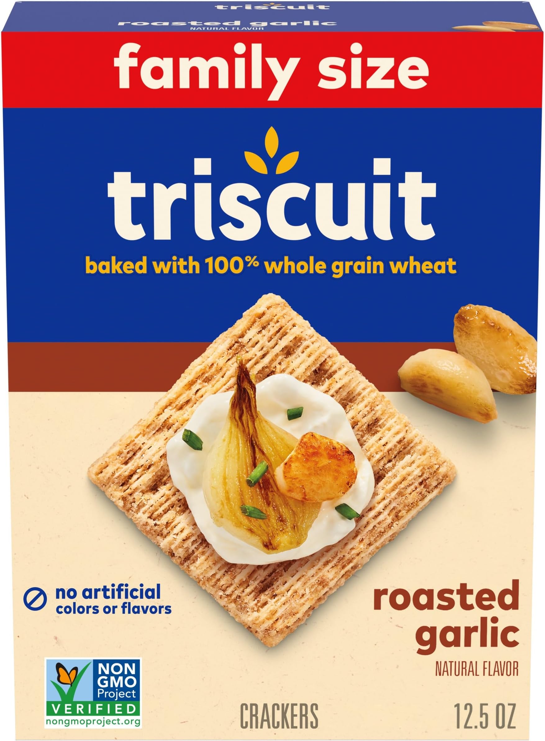 Amazon.com: Triscuit Roasted Garlic Whole Grain Wheat Crackers, Snack ...