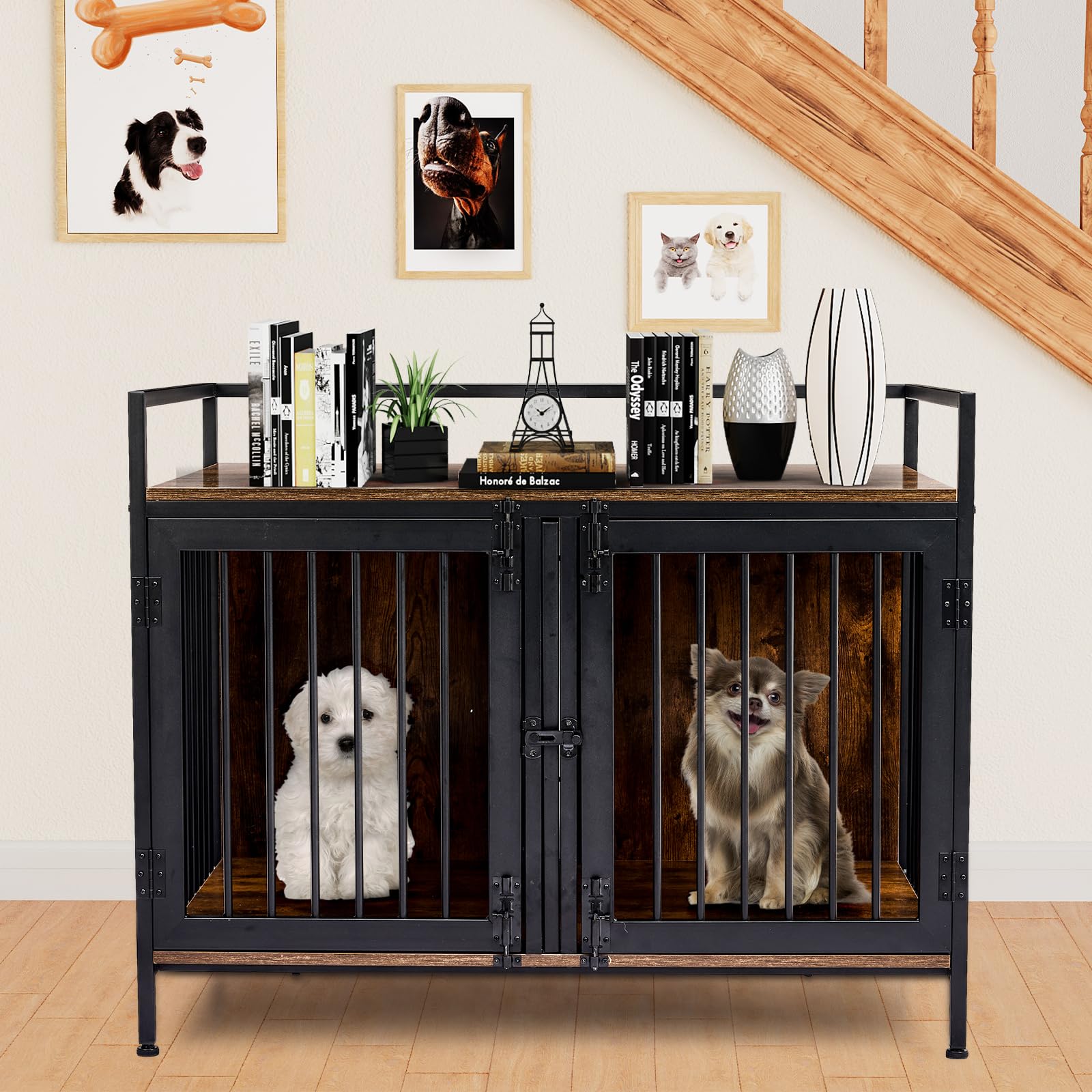Amazon.com: Furniture Style Dog Crate for Two Small Dog,Heavy Duty Anti ...