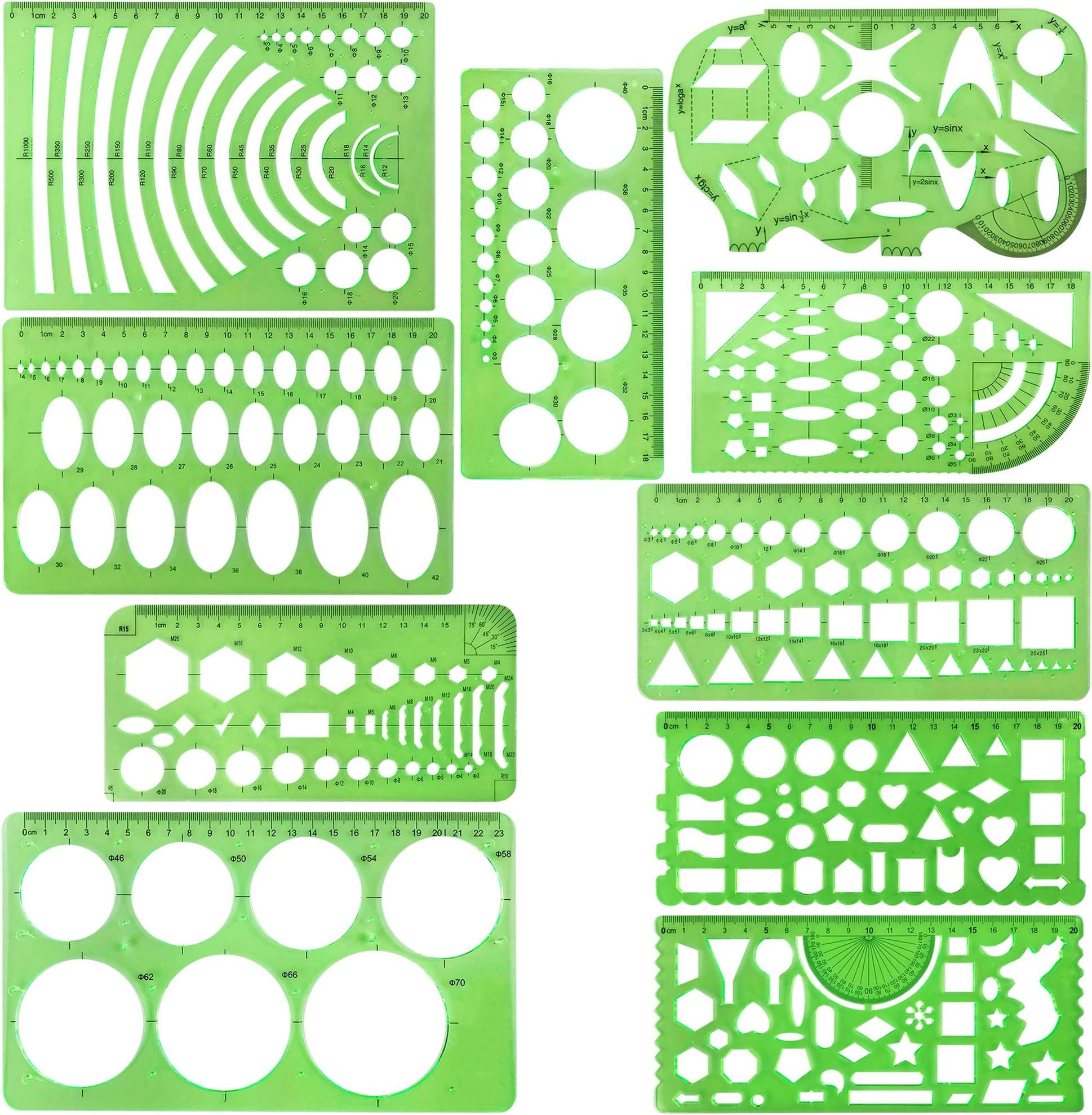 BetyBedy 11PCS Geometric Drawings Templates, Drafting Stencils ...