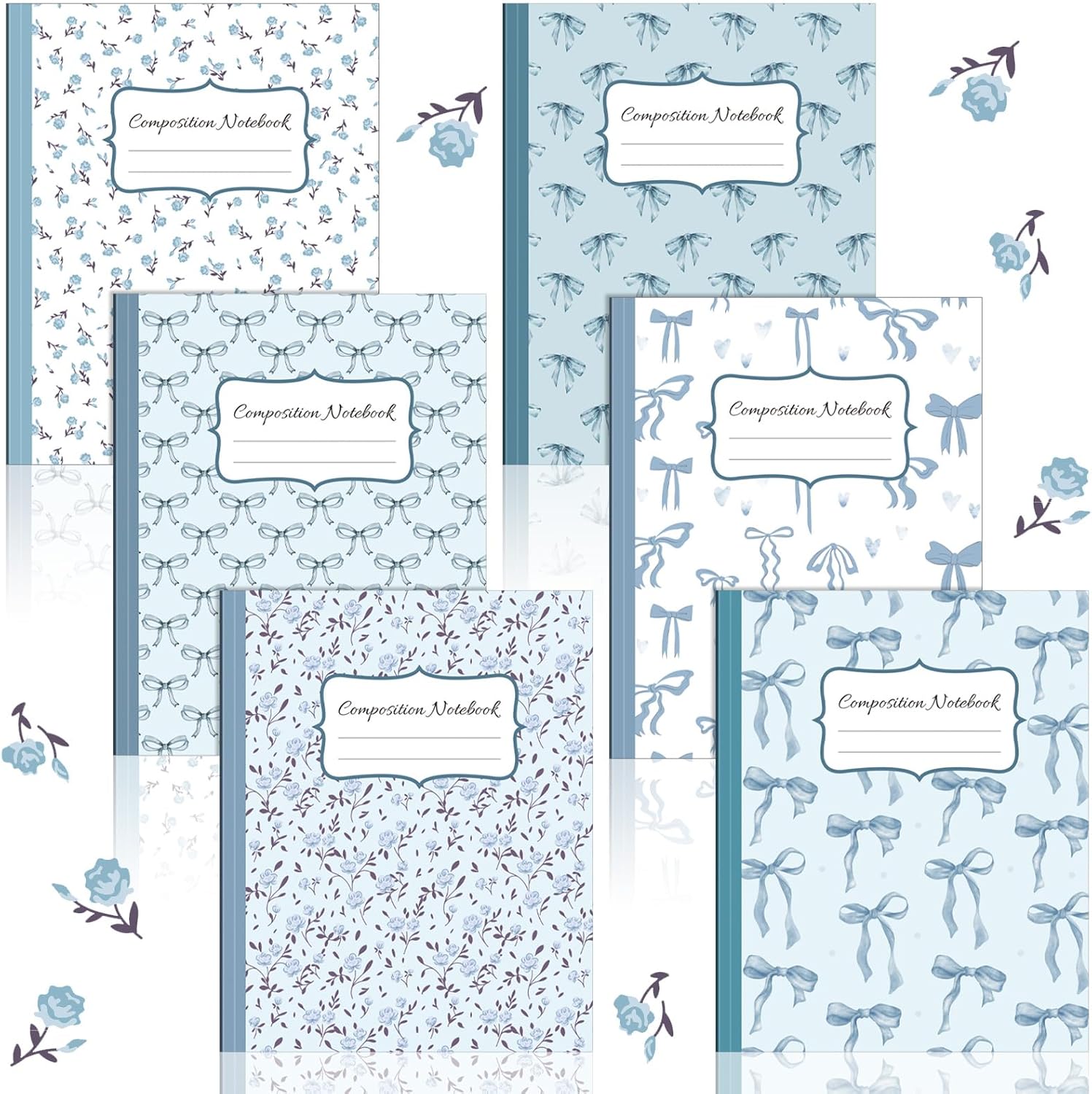 Amazon.com : Fullhawl 6 Pcs Bow Composition Notebooks, Preppy Coquette ...
