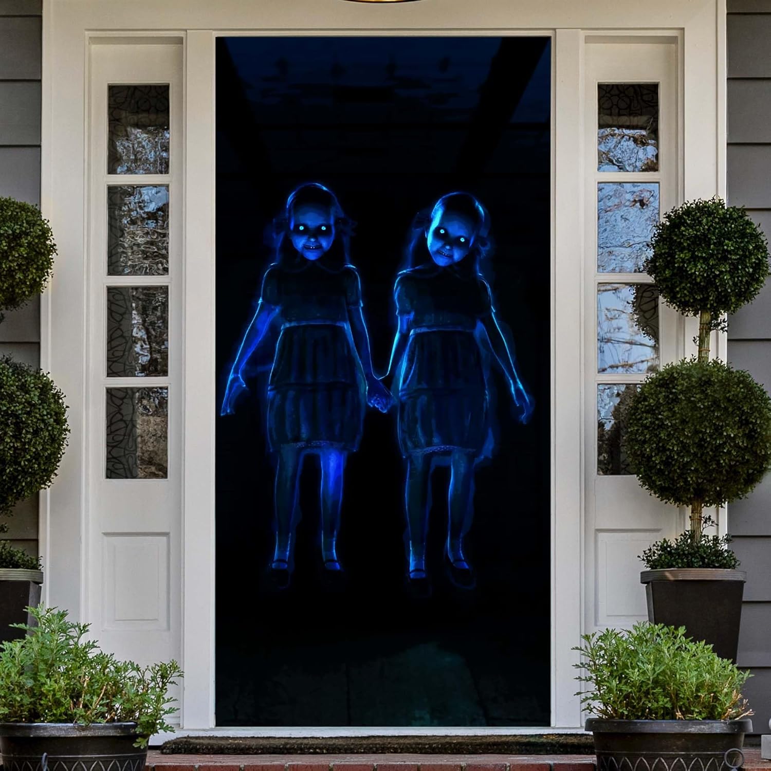 Amazon.com: Horror Twins Halloween Banner Backdrop Trick or Treat ...