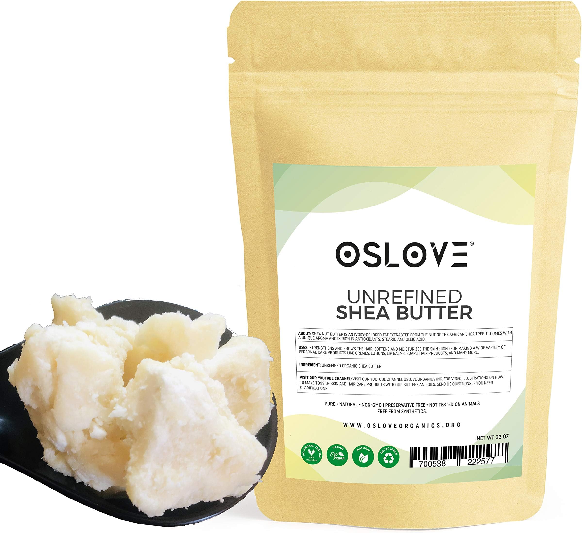 Amazon.com : Oslove Organics Organic Unrefined Shea Butter 2 LB Raw ...