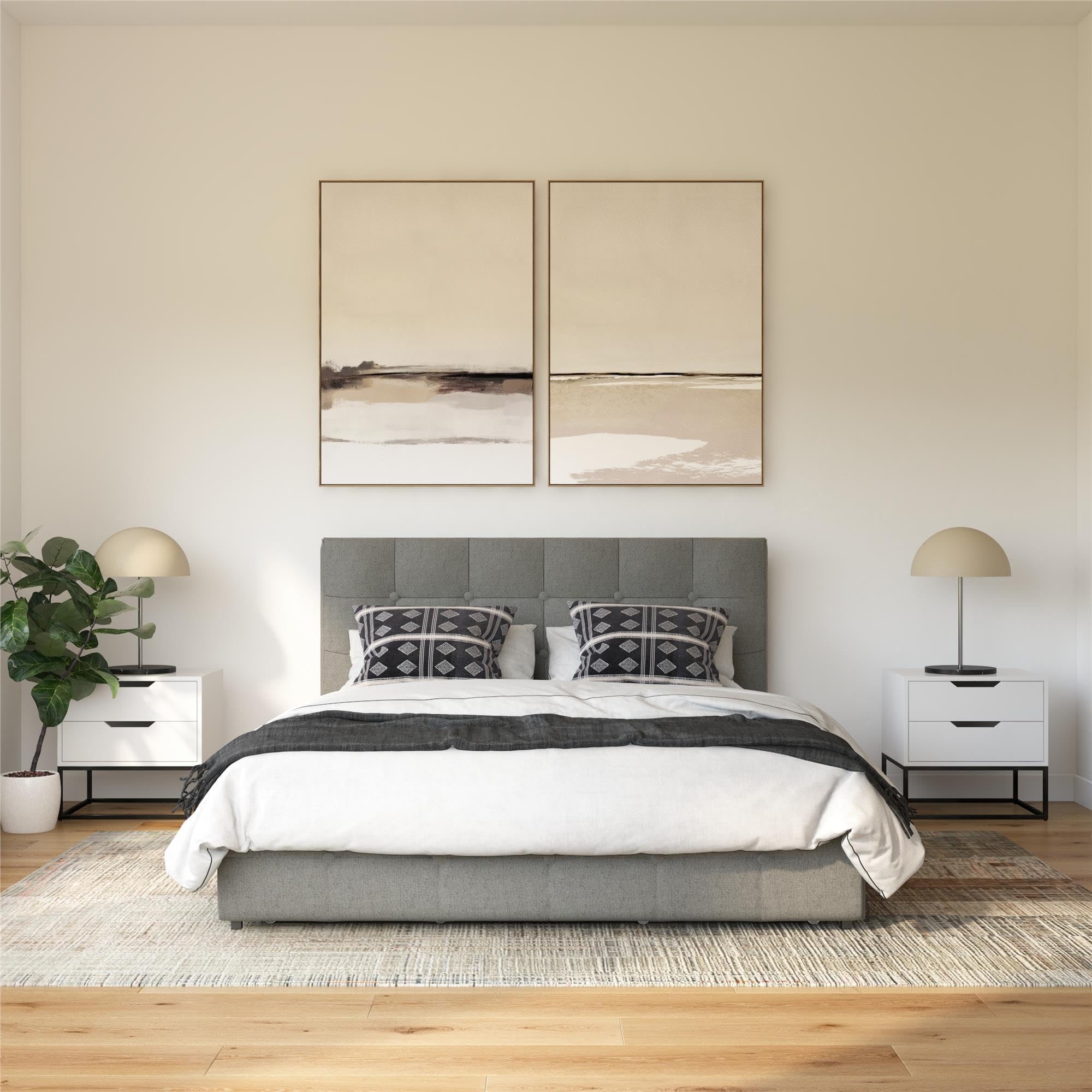 Amazon.com: DHP Rose Upholstered Platform Bed with Underbed Storage ...