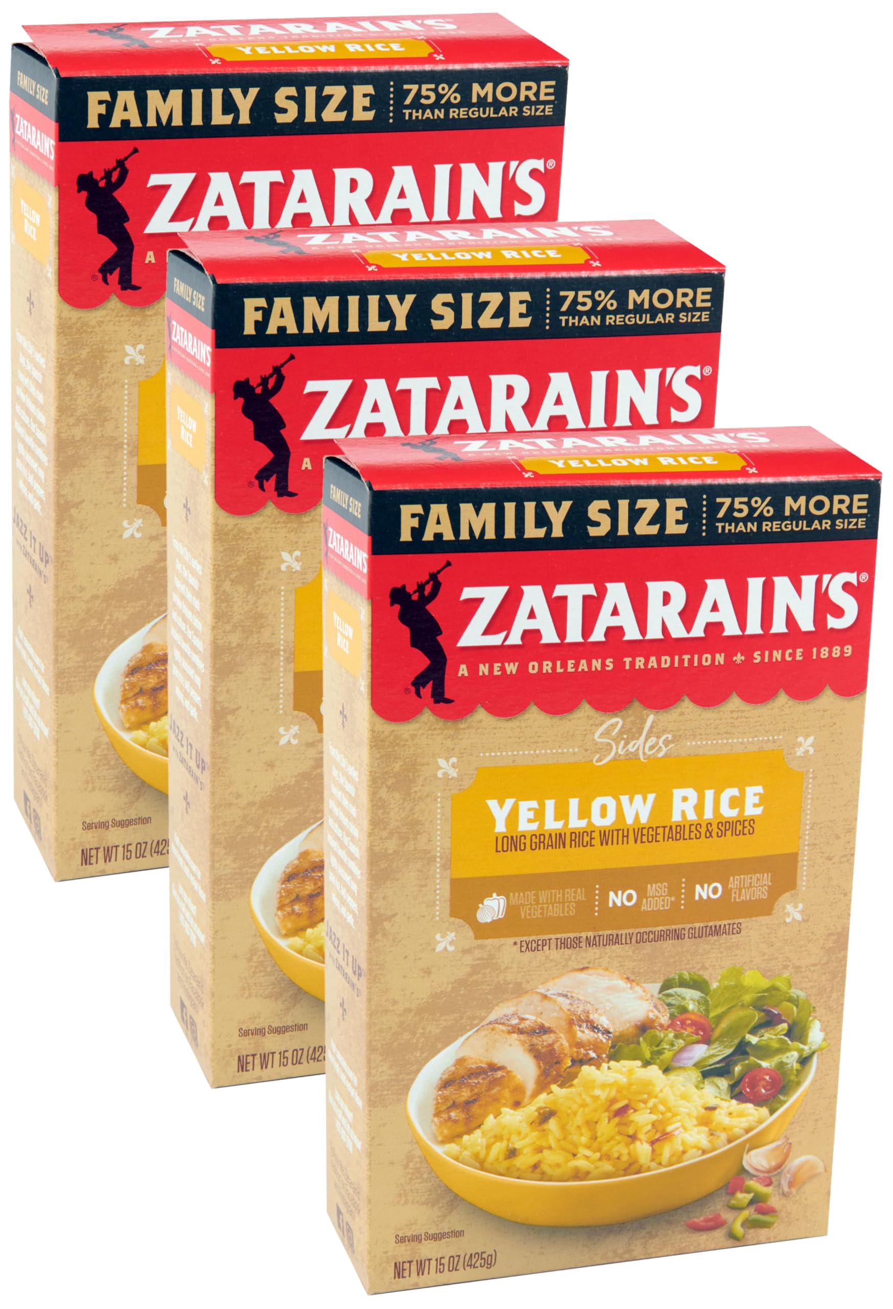 Amazon.com : Zatarain's Family Size Yellow Rice, 15 oz (Pack of 3 ...