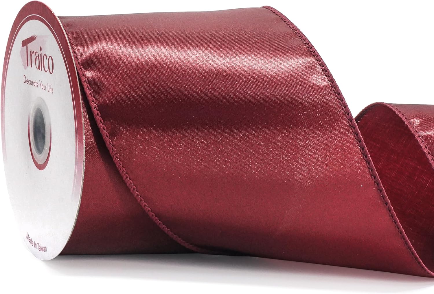 4" Burgundy Satin Wired Ribbon 20 Yards for Christmas Wedding Wreath ...