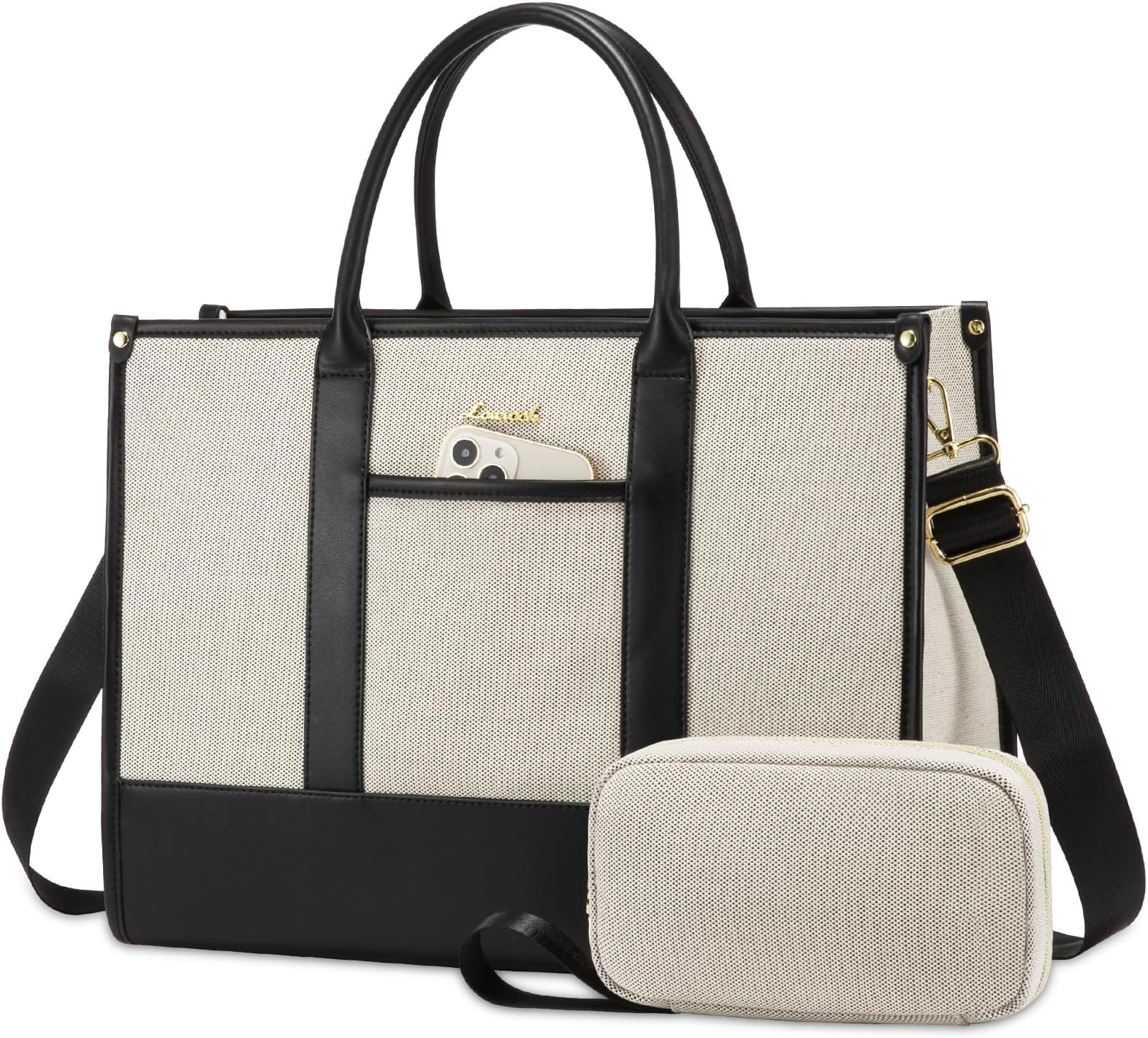 Amazon.com: LOVEVOOK Laptop Tote Bags for Women Canvas Work Bag 15.6 ...