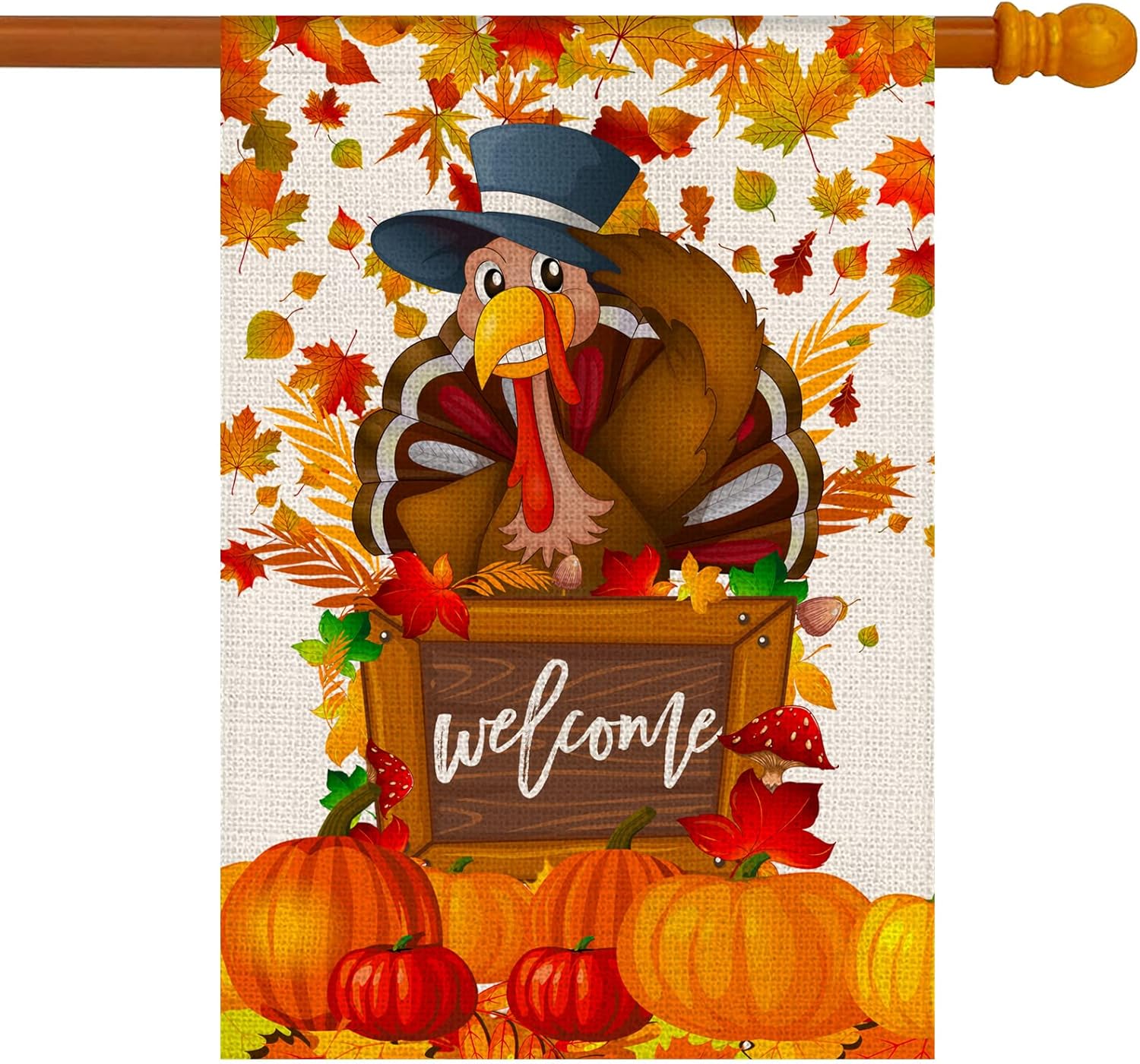 Amazon.com : Welcome Fall Thanksgiving Garden Flag Vertical Double ...