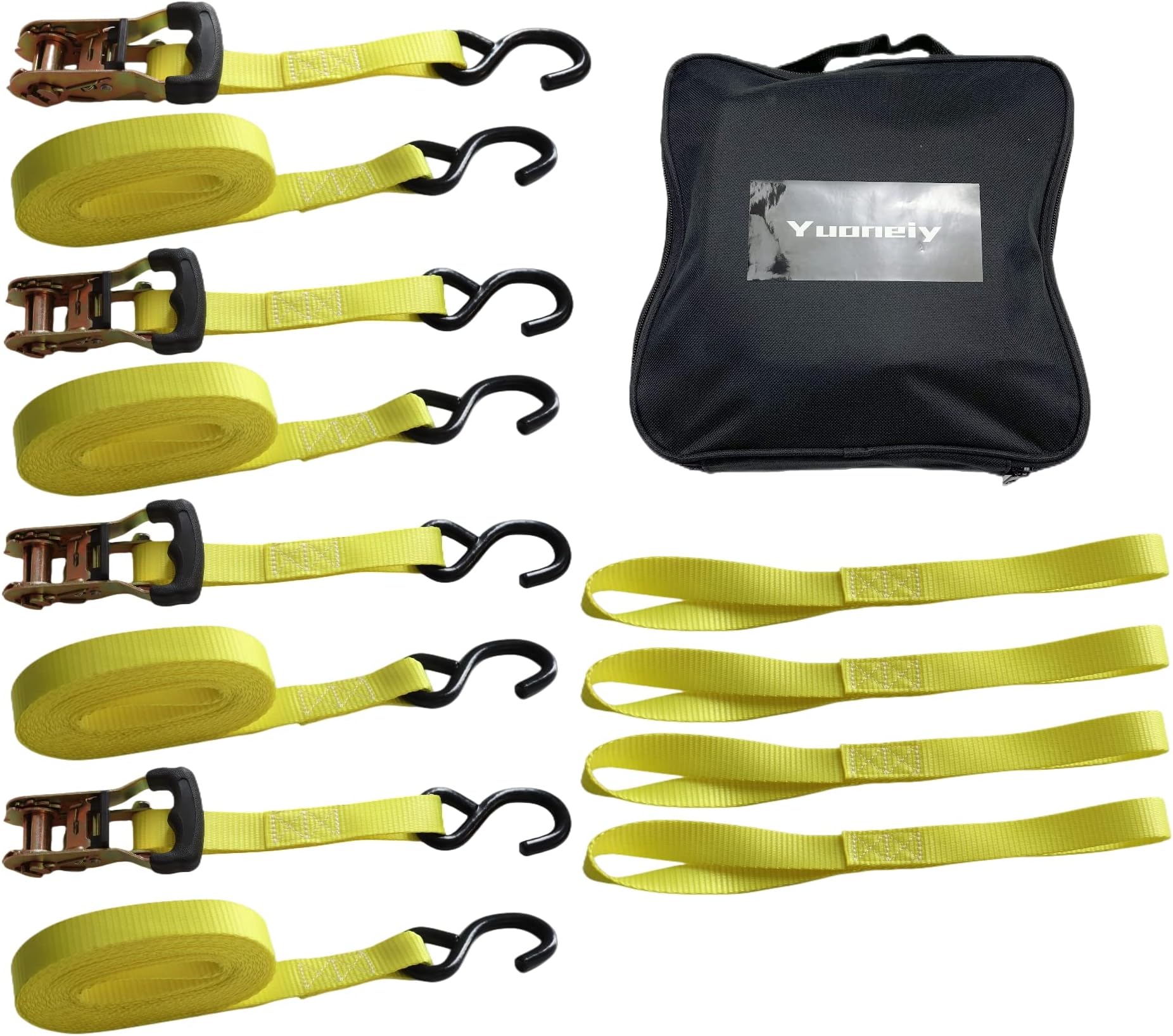 Amazon.com: Yuoneiy Heavy Duty Ratchet Tie Down Straps (4PK) 1 1/16 in ...