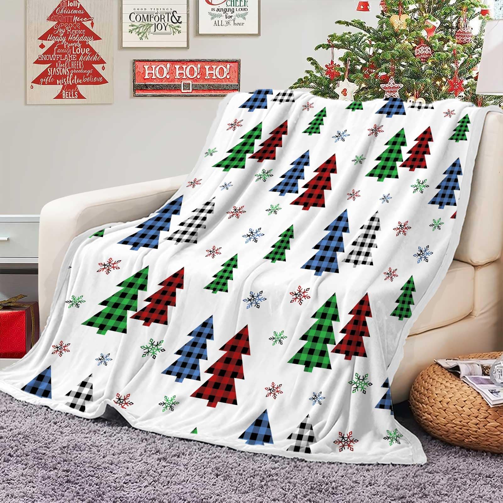Amazon.com: Bcsewcg Christmas Tree Throw Blanket, Rustic Winter Cabin ...