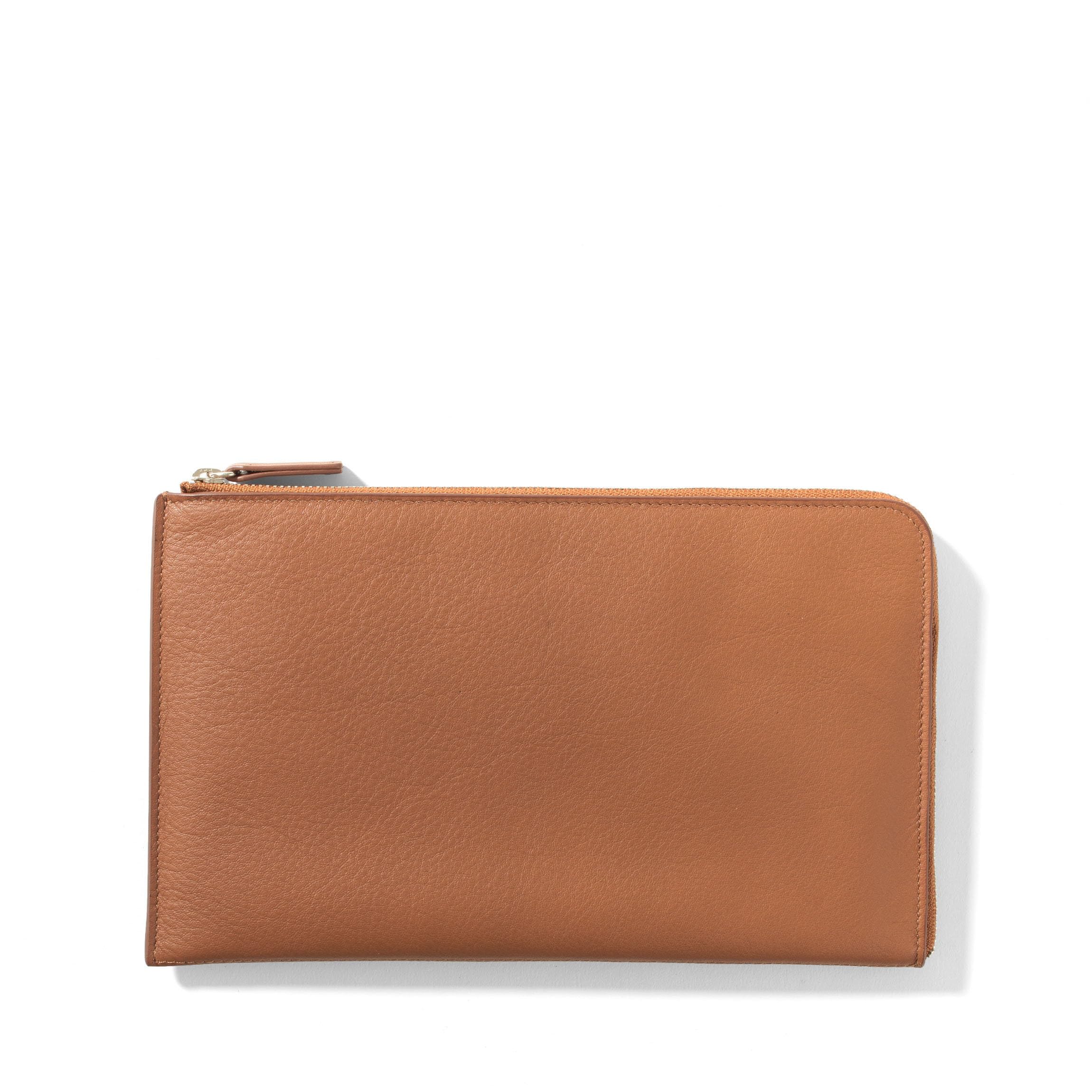 Amazon.com | Leatherology Cognac Leatherology Slim Zip Travel Wallet ...