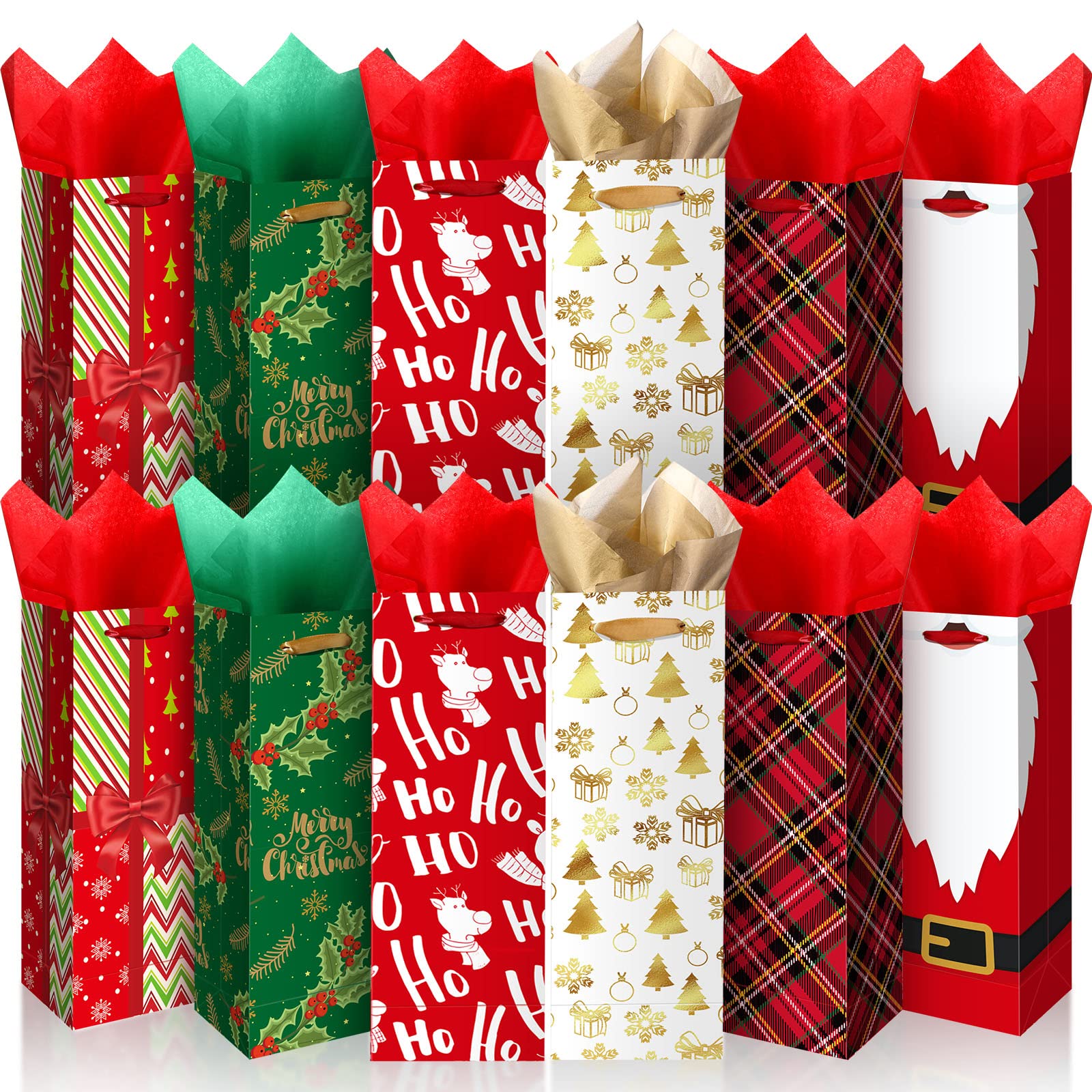 Amazon.com: TaoBary 12 Pcs Christmas Wine Gift Bags Santa Wine Bottle ...