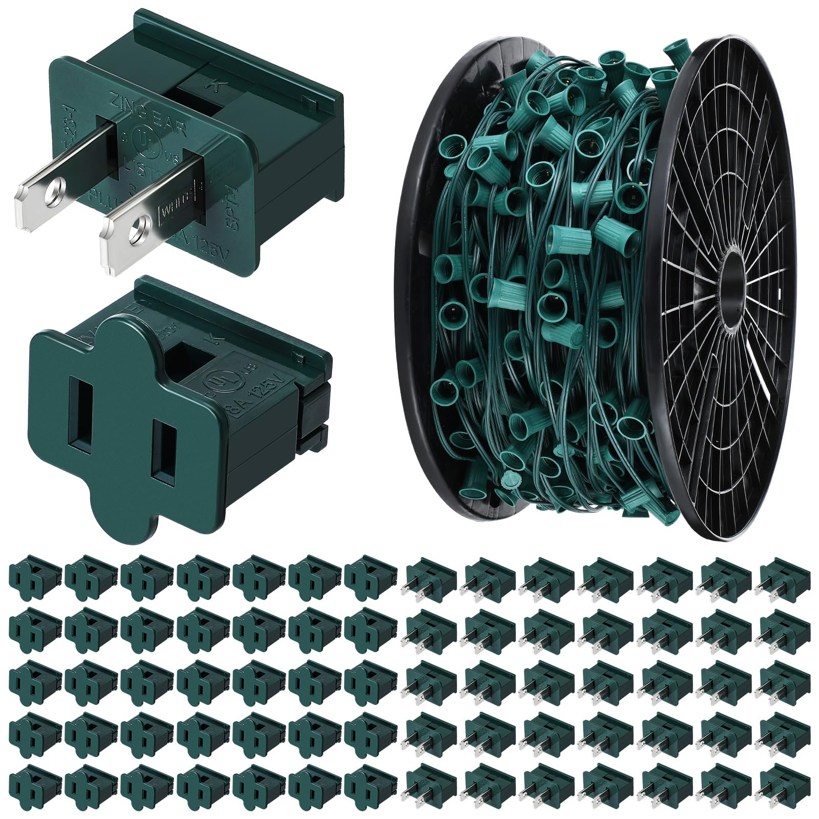 Copkim C9/E17 Christmas Light Sockets Set Spool Outdoor UL Listed ...
