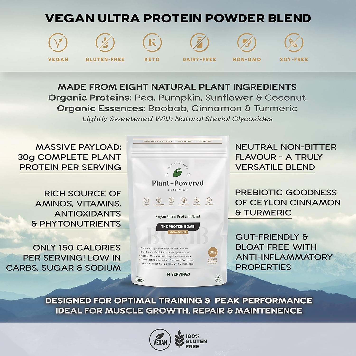 The Protein Bomb | Vegan Ultra Protein Powder Blend | 14-28 Servings ...