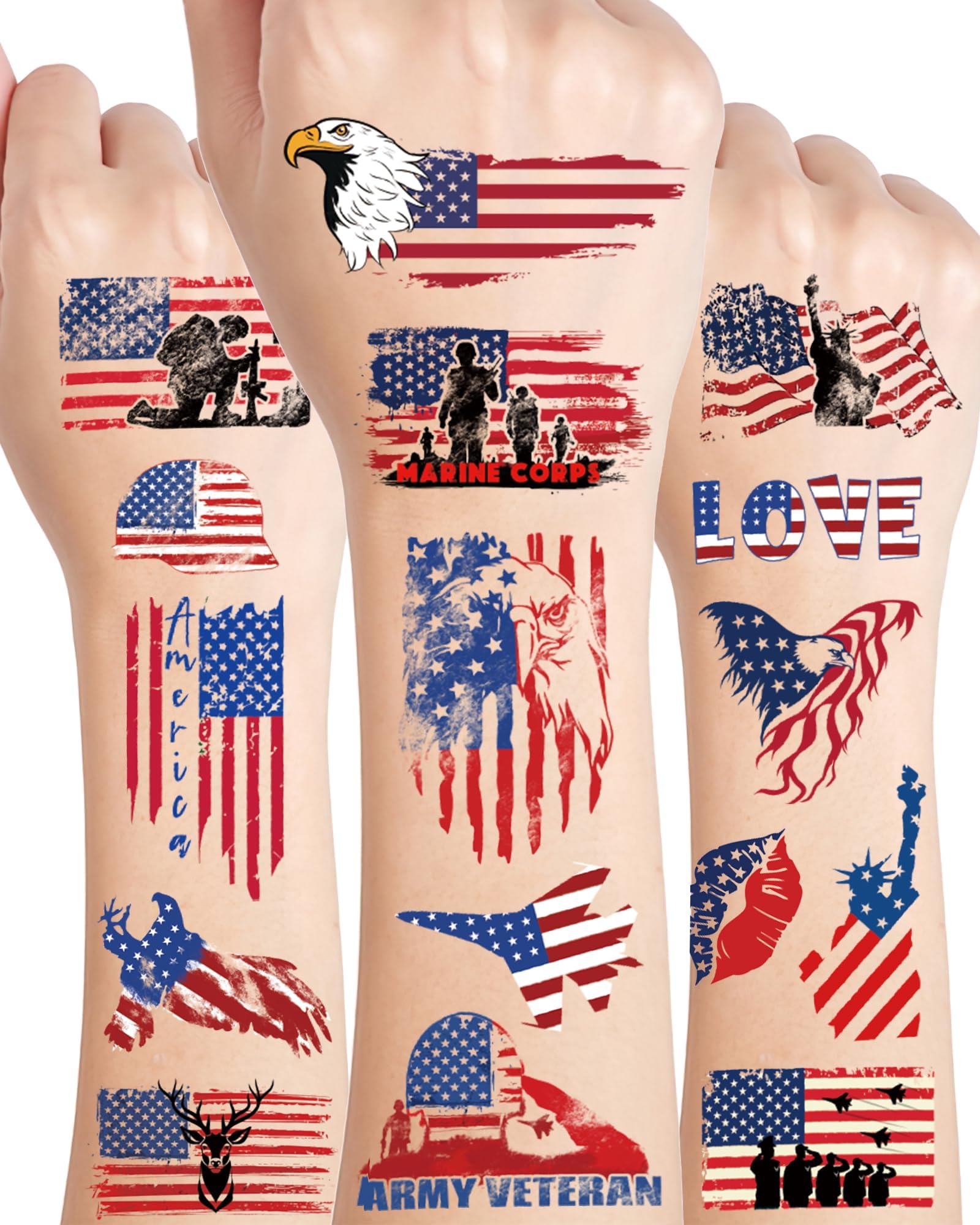 Amazon.com : Military Camo Temporary Tattoos - Memorial Day 80PCS ...