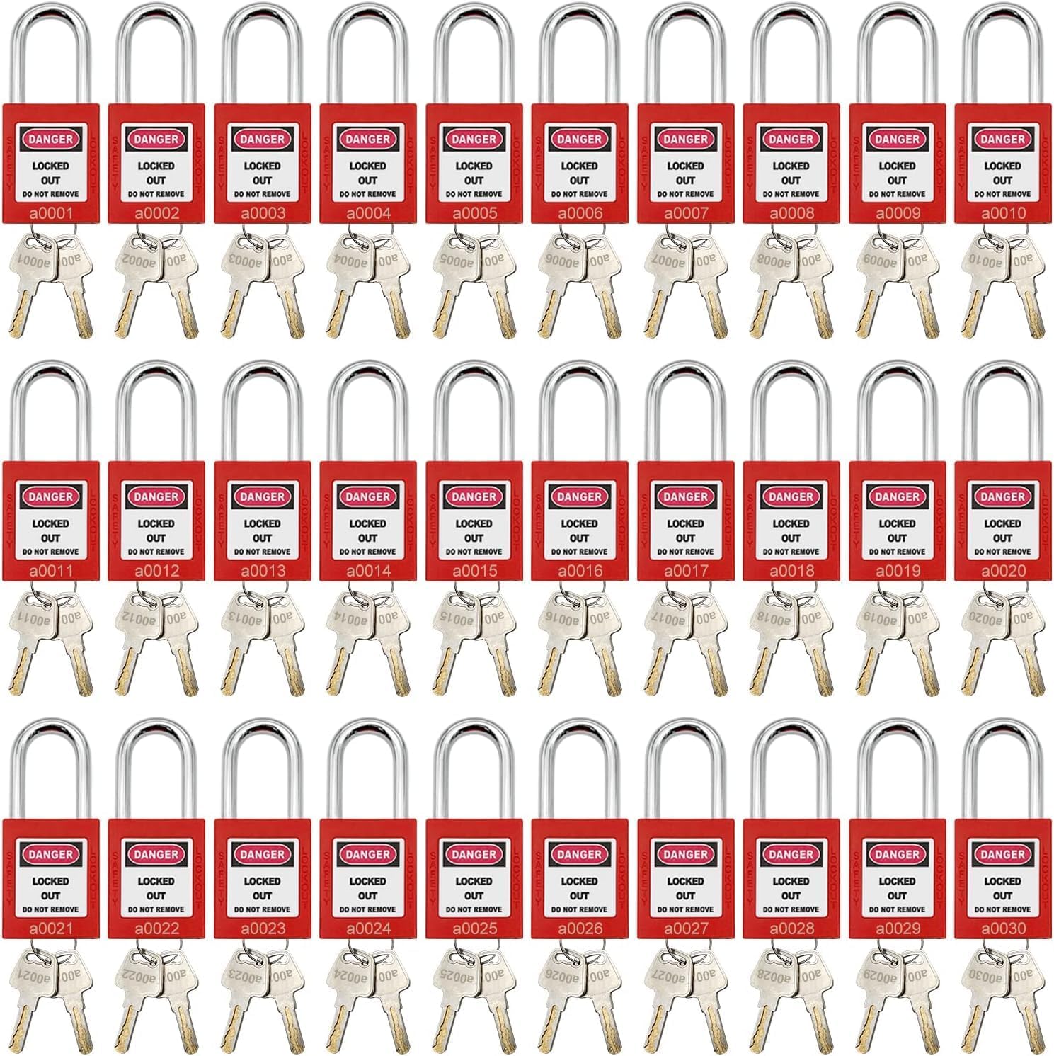 Lockout Tagout Lock 50pcs Keyed Alike OSHA Loto Safety Key Locks Same ...