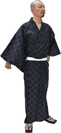 Hitotoki Japanese Traditional Kimono Robe Yukata Samurai Men LL Japan ...