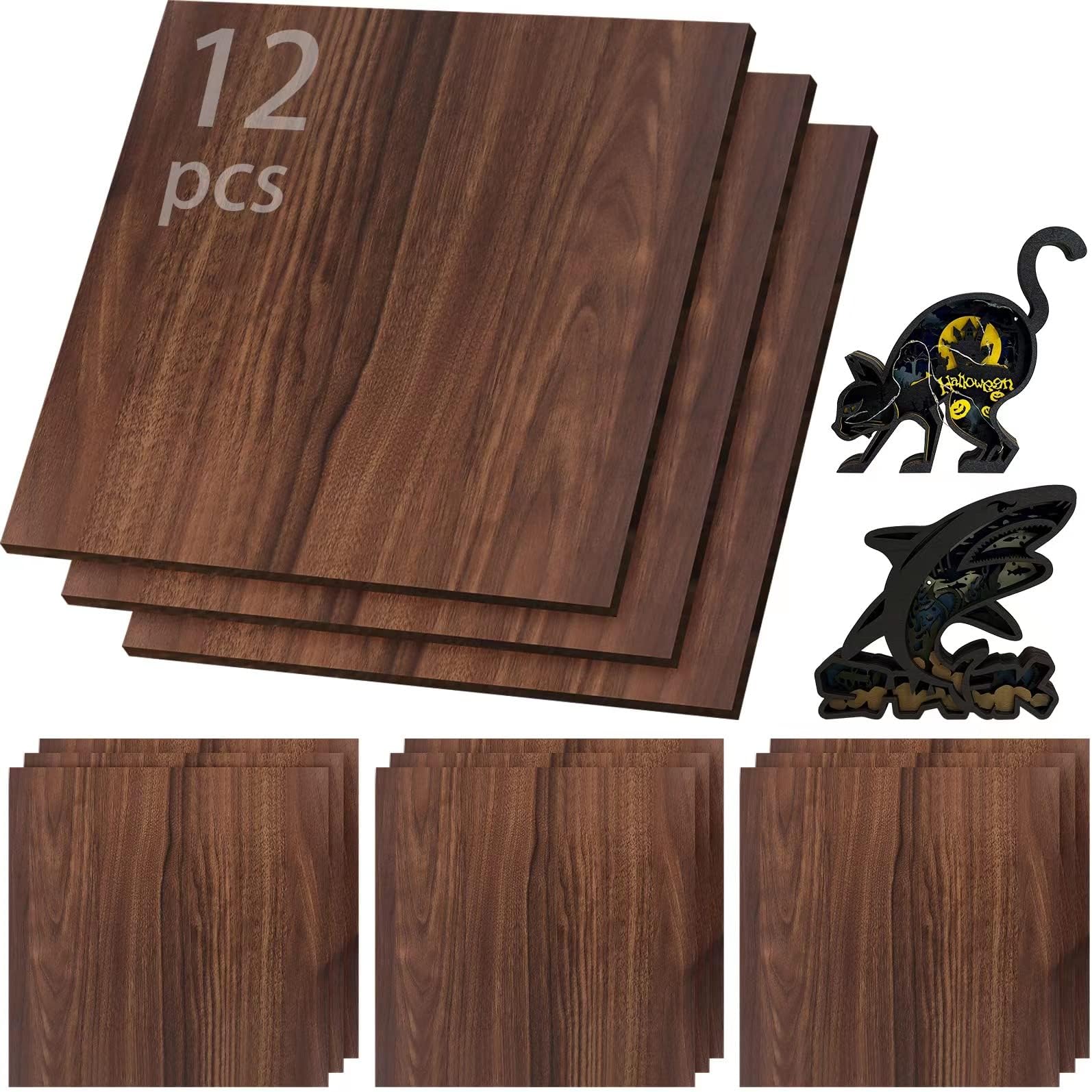 Amazon.com: 12 Pcs Walnut Unfinished Wood Craft, 3MM 1/8" x 12" x 12 ...
