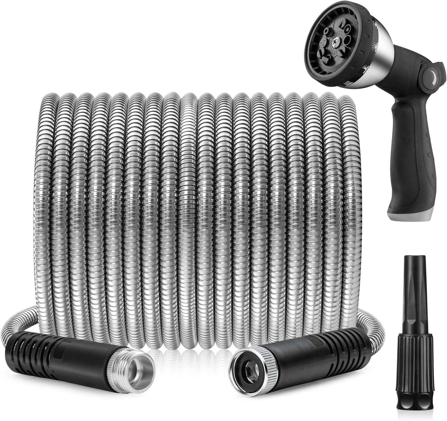 Amazon.com: JUNEBOW Metal Garden Hose 50fT, Stainless Steel Heavy Duty ...