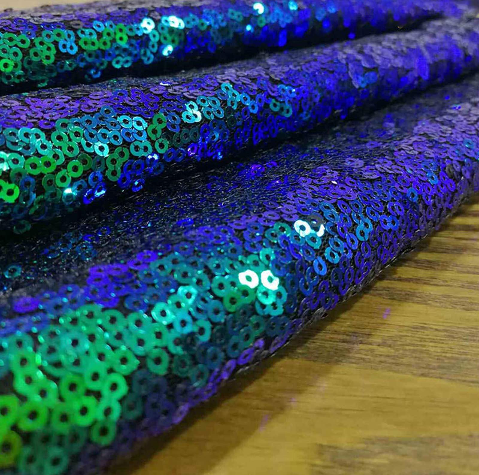 Buy Ombre Peacock Mini Disk Sequin on Mesh Fabric, Green Blue Ombre ...