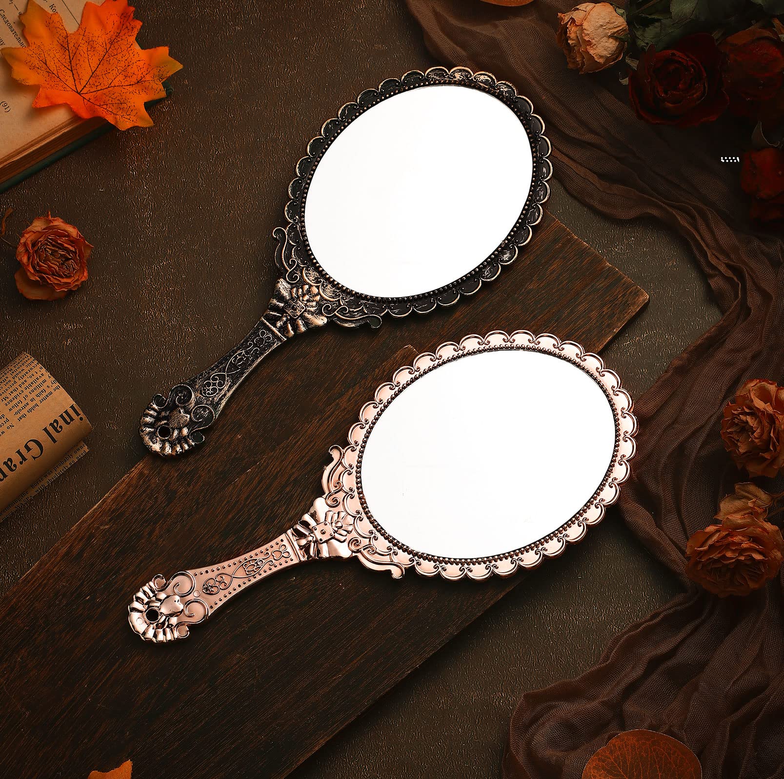 20 Pcs Vintage Handheld Mirrors Portable Hand Mirror Vintage Embossed ...