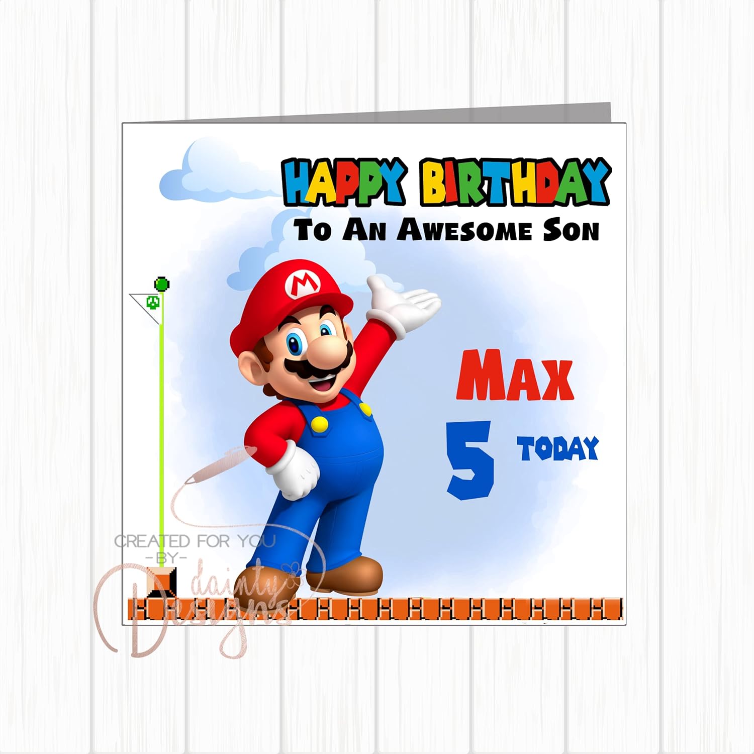 Biglietto di auguri di compleanno personalizzato Super Mario - figlio ...