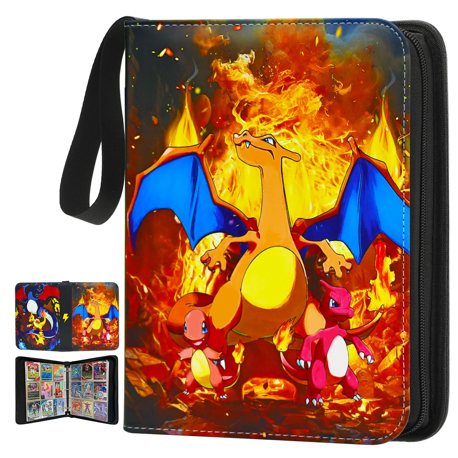 Trading Card Binder Cards Holder, 9 Pockets with 50 Removable Sleeves ...