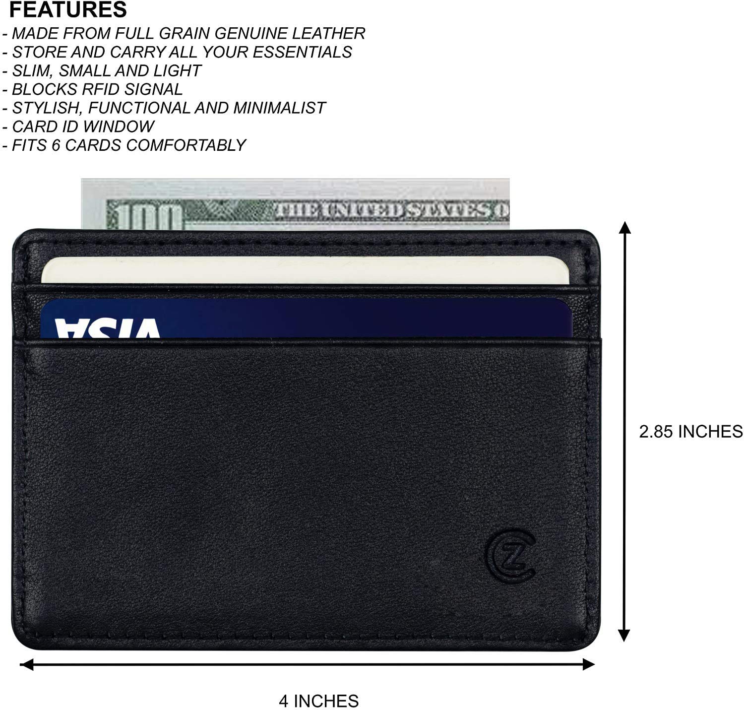 Slim Card Case Genuine Leather Card Holder Wallet Minimalist RFID ...