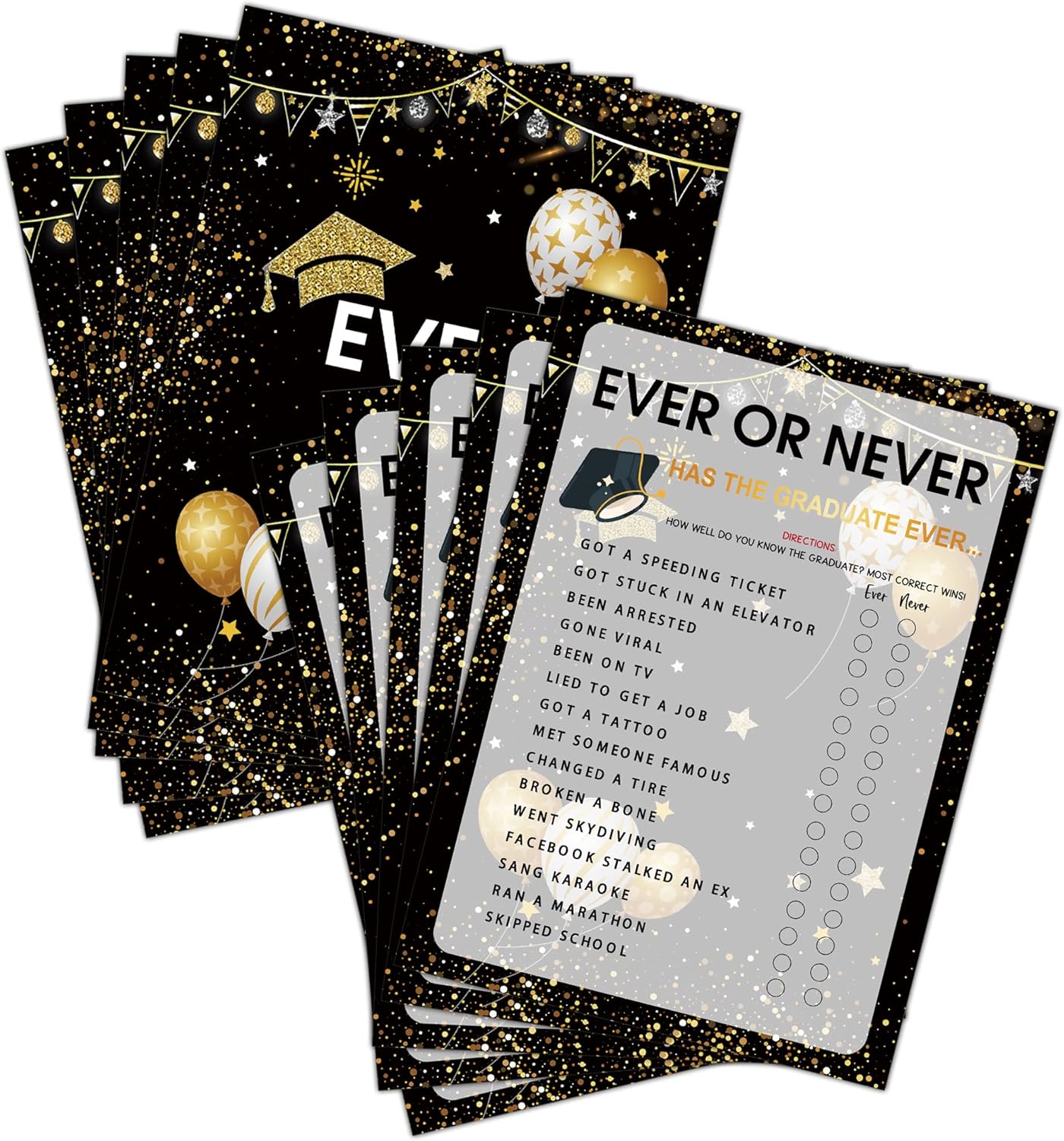 Amazon.com: Graduation Party Games - Ever Or Never Game Cards for The ...