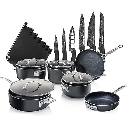 Amazon.com: Granitestone Diamond Pro Steel Stackable Pots and Pans Set ...