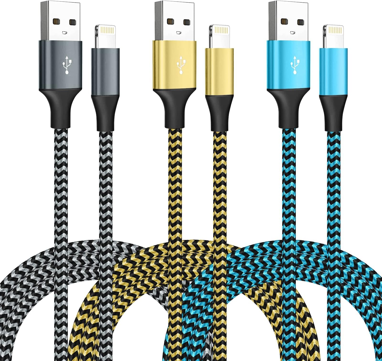 [Apple MFi Certified] iPhone Charger 3 Pack 6FT USB Lightning Cable ...