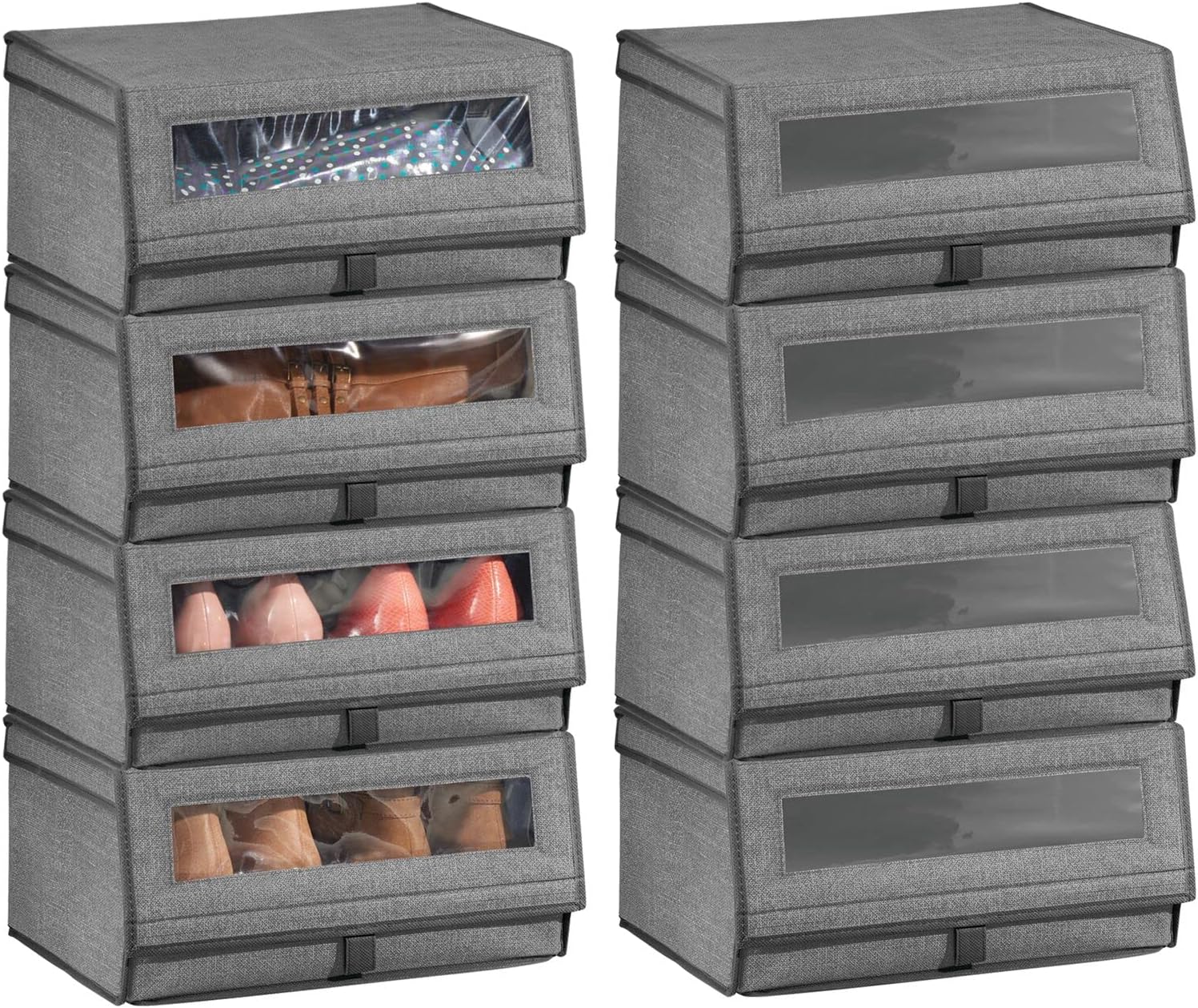 Amazon.com: mDesign Large Fabric Closet Shoe Storage Box w/Clear Window ...