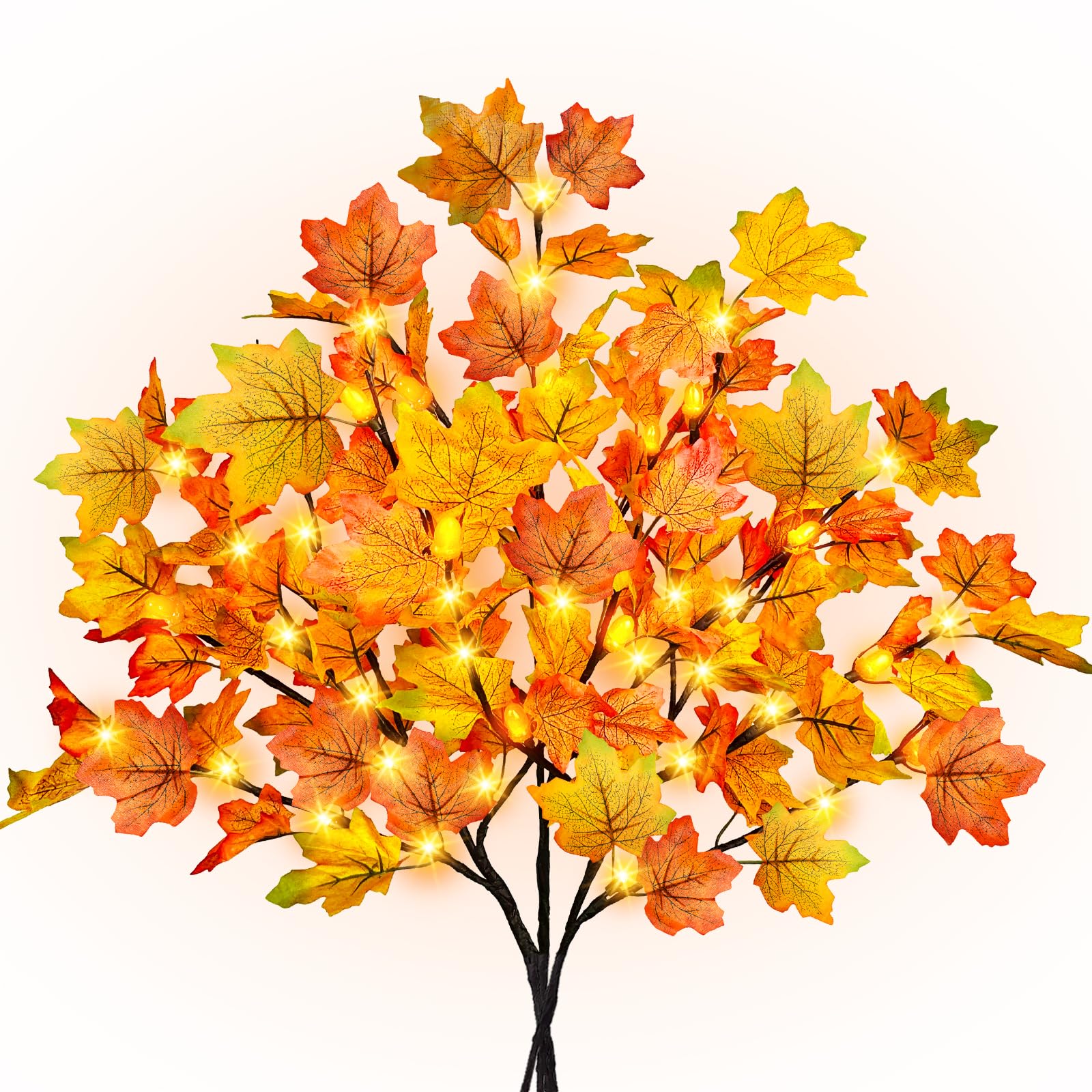 Amazon.com: unlemoni 3Pcs Lighted Maple Leaves Branches Fall Decoration ...
