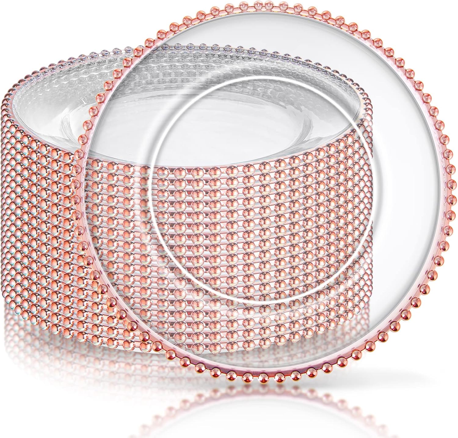 Amazon.com | Zopeal 18 PCS Clear Charger Plates with Beaded Rim 13 Inch ...