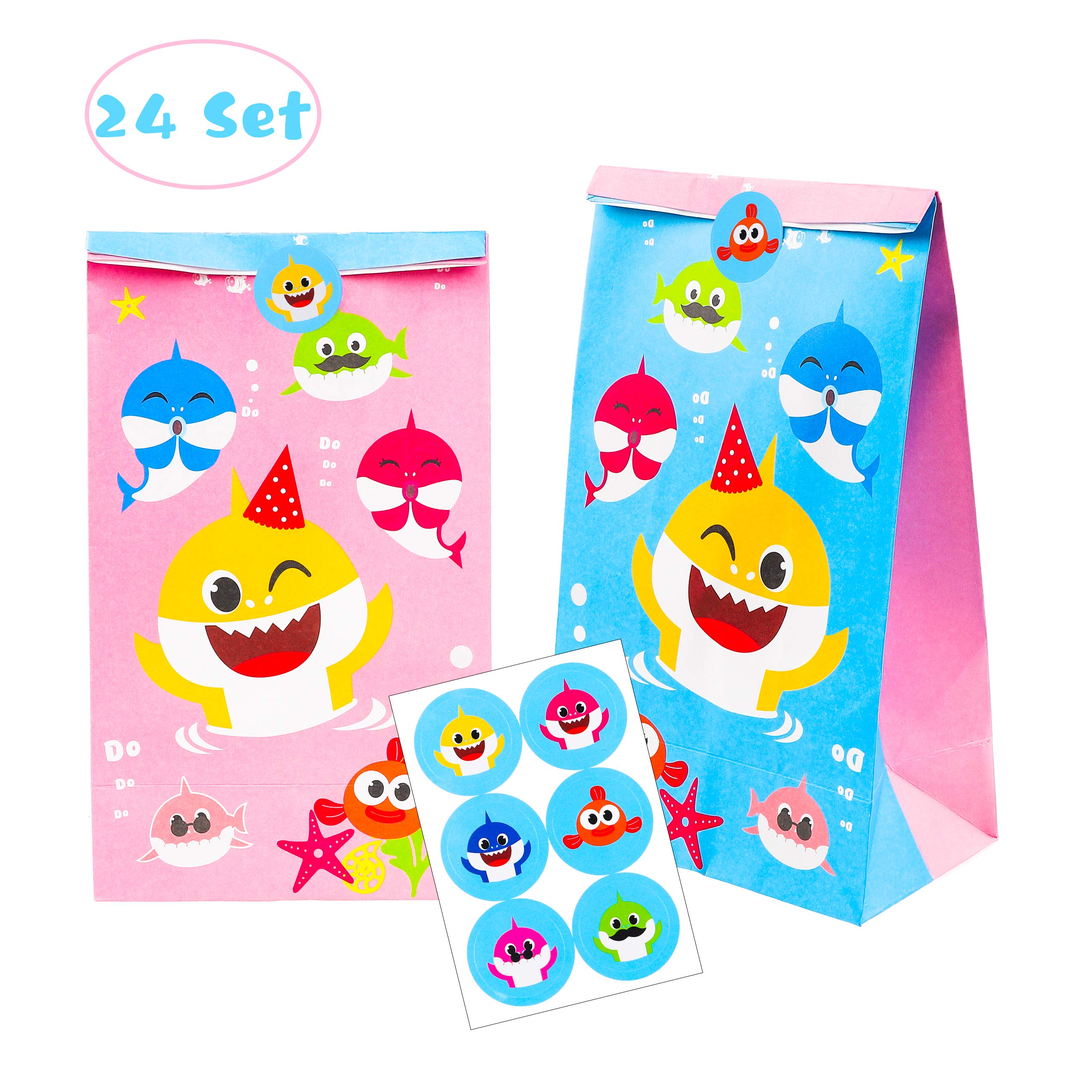 Buy MALLMALL6 Little Shark Candy Treat Bags 24Pcs Birthday Party Shark ...