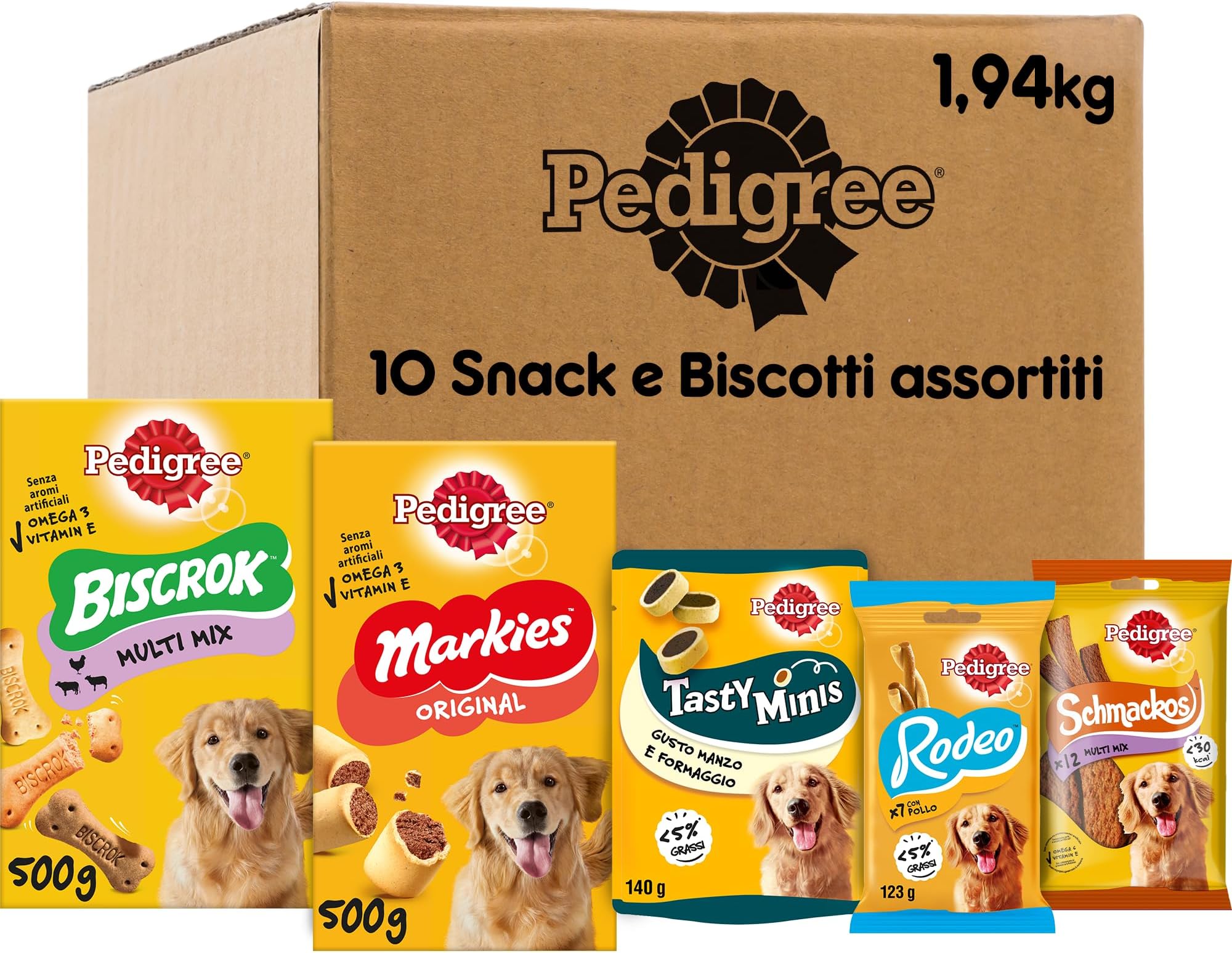Pedigree Biscrok Multi Mix Snack per Cane, Confezione da 12 x 500 g ...