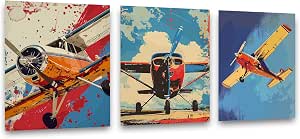 Amazon.com: Inspirational Wall Art Co. Plan Set of 3 Airplane Poster ...