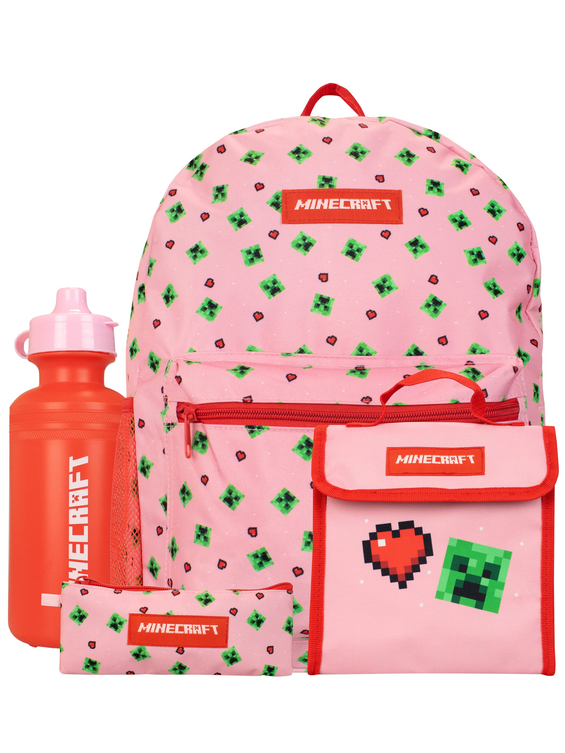 Minecraft Kids Backpack 4 Piece Set Pink : Amazon.co.uk: Fashion