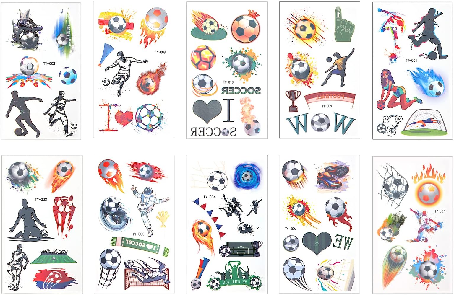 Amazon.com : 88 PCS 8 Sheet Soccer Temporary Tattoos Sticker for Kids ...