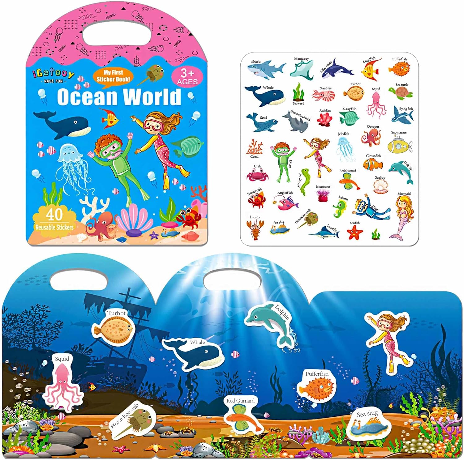 Amazon.com: iGetooy Reusable Sticker Books for Toddlers 1-3, Sticker ...