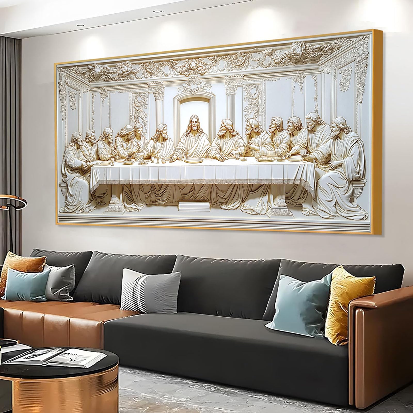 Last Supper Frame Last Supper Tapestry With Gold And Brown Frame | The