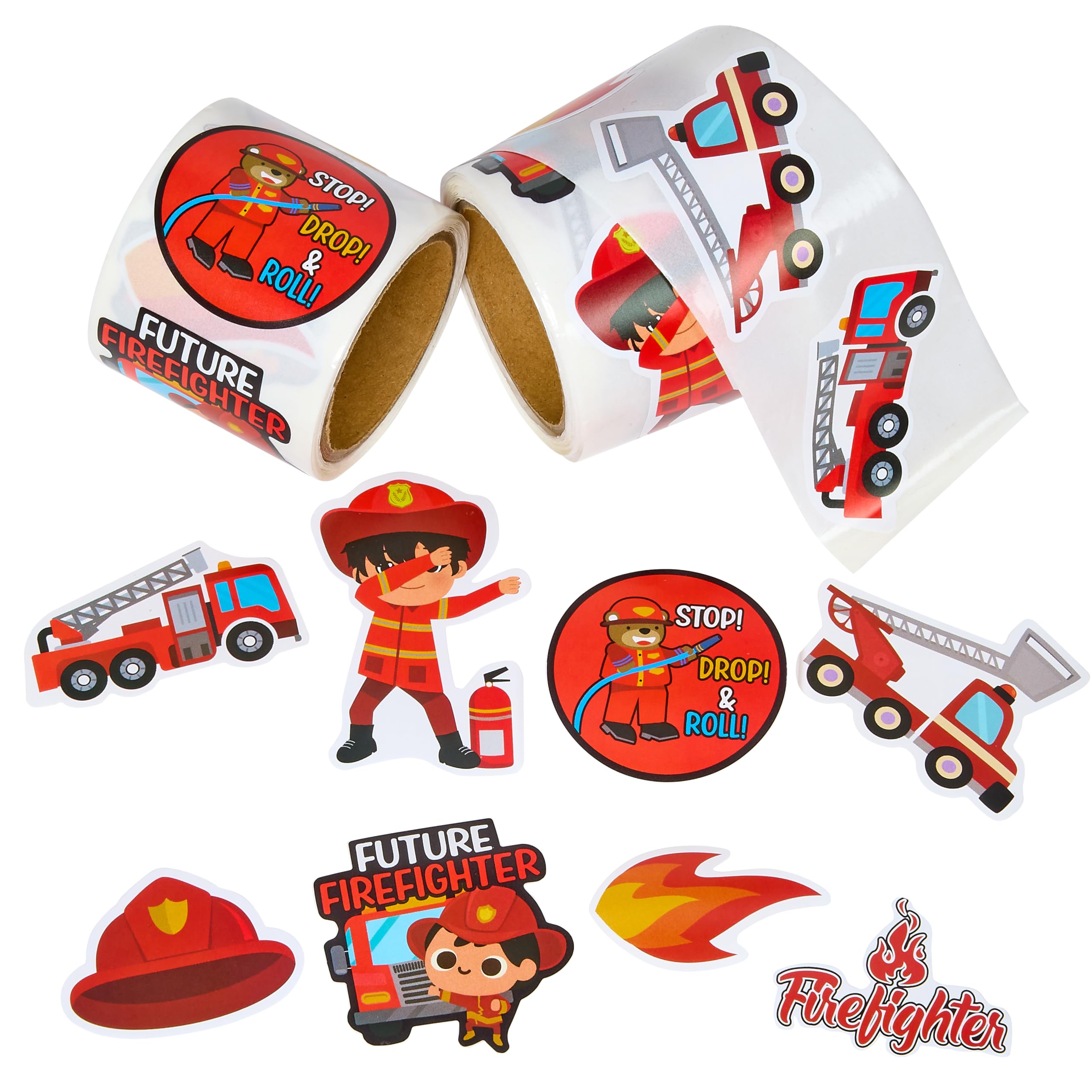 Amazon.com: Playbees Firetruck Stickers - 2 Rolls - Kids' Party Favors ...