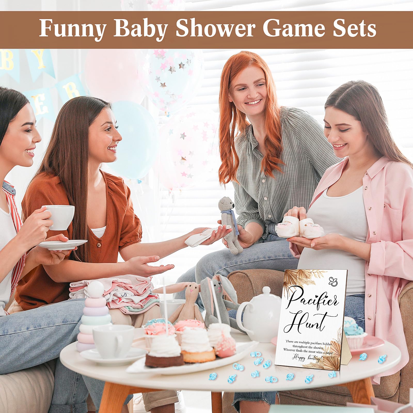 Snapklik.com : 51 Pcs Pacifier Hunt Baby Shower Games Include Wooden ...