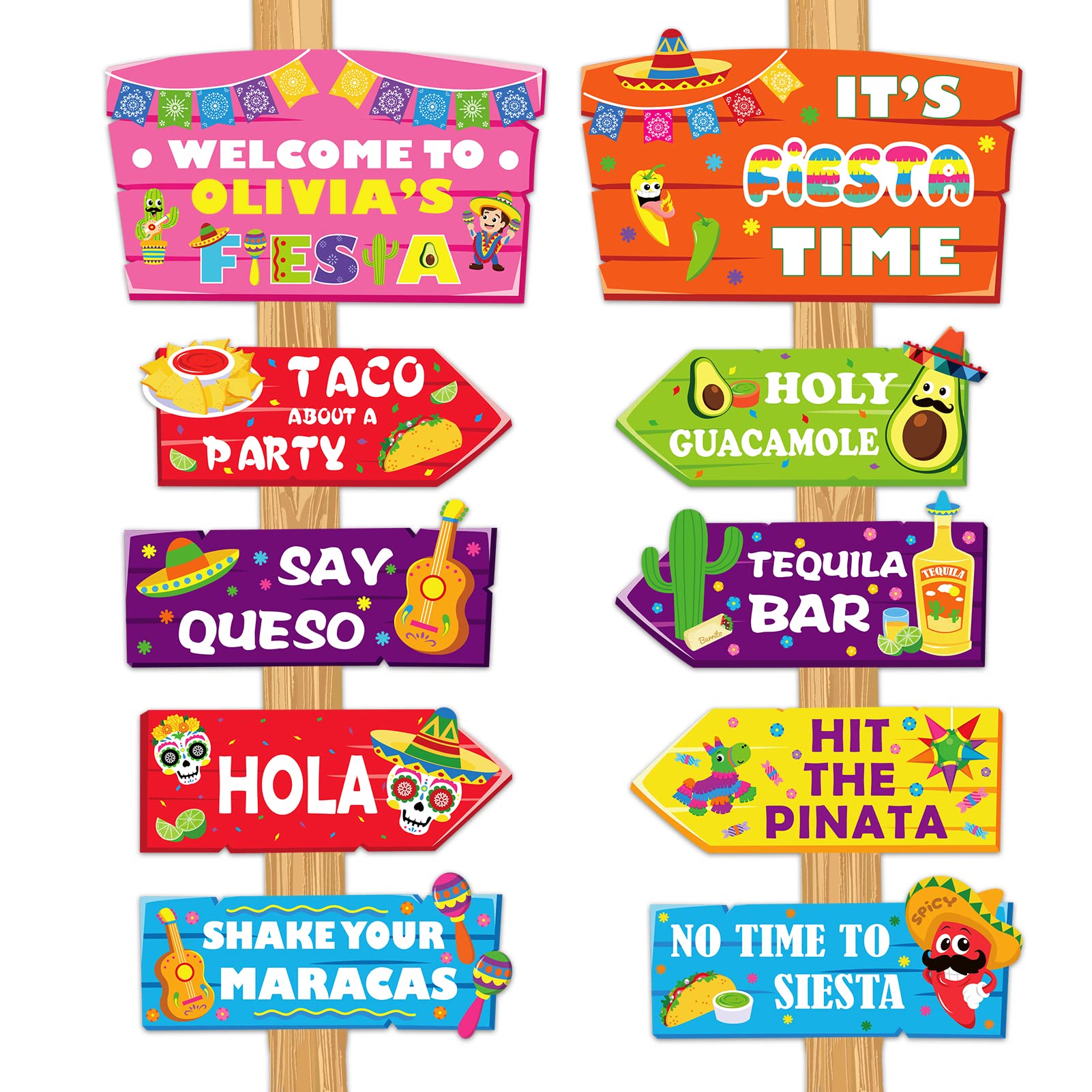 Buy HOWAF 20 Pieces Mexican Fiesta Party Signs, Party Directional Sign ...