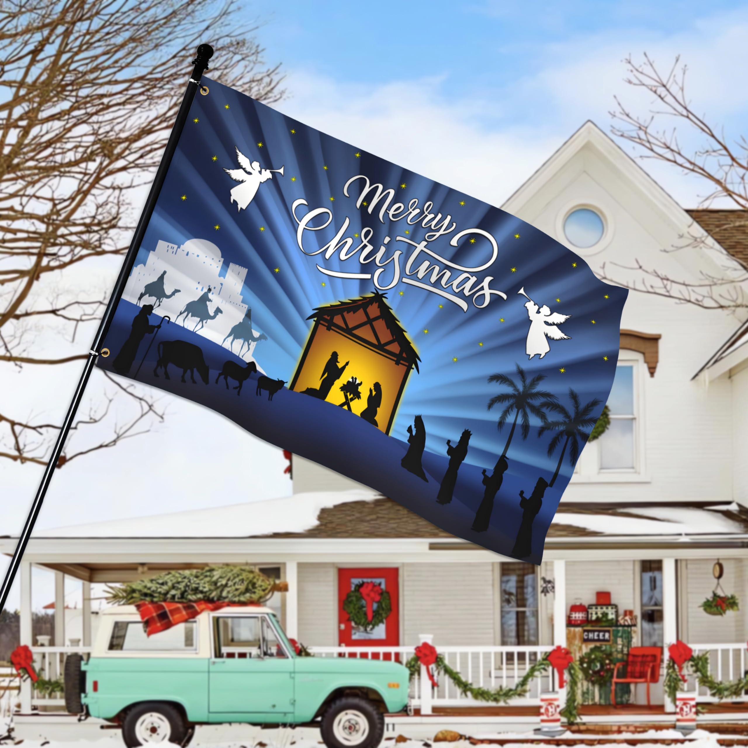 Snapklik.com : Nativity Christmas Flag For Outdoor 3x5 Ft Double Sided ...