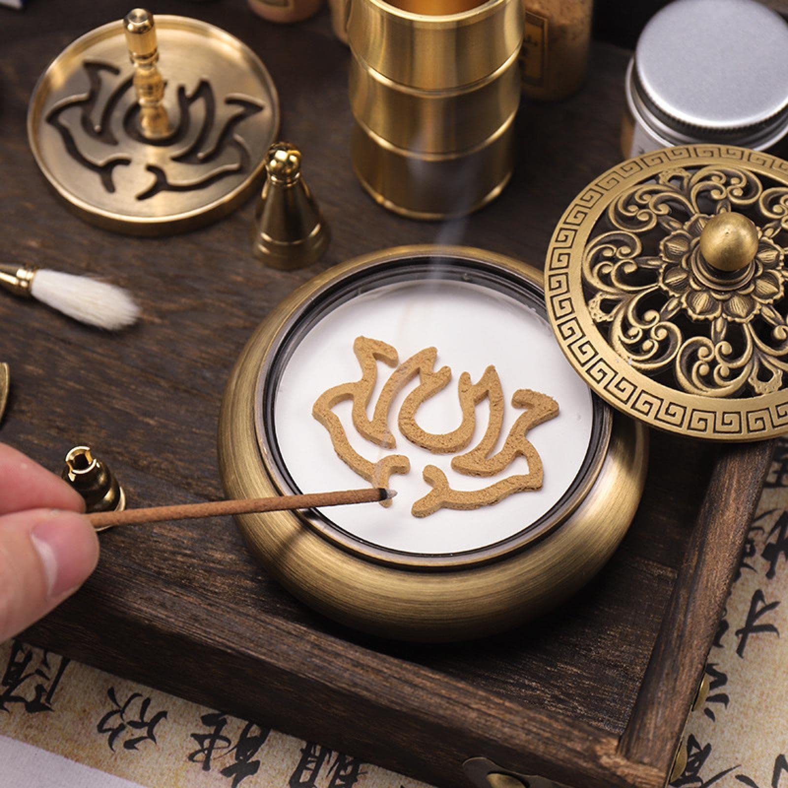 Amazon｜香篆香型セット 香道具 真鍮製 純銅線香炉キット ツール お香